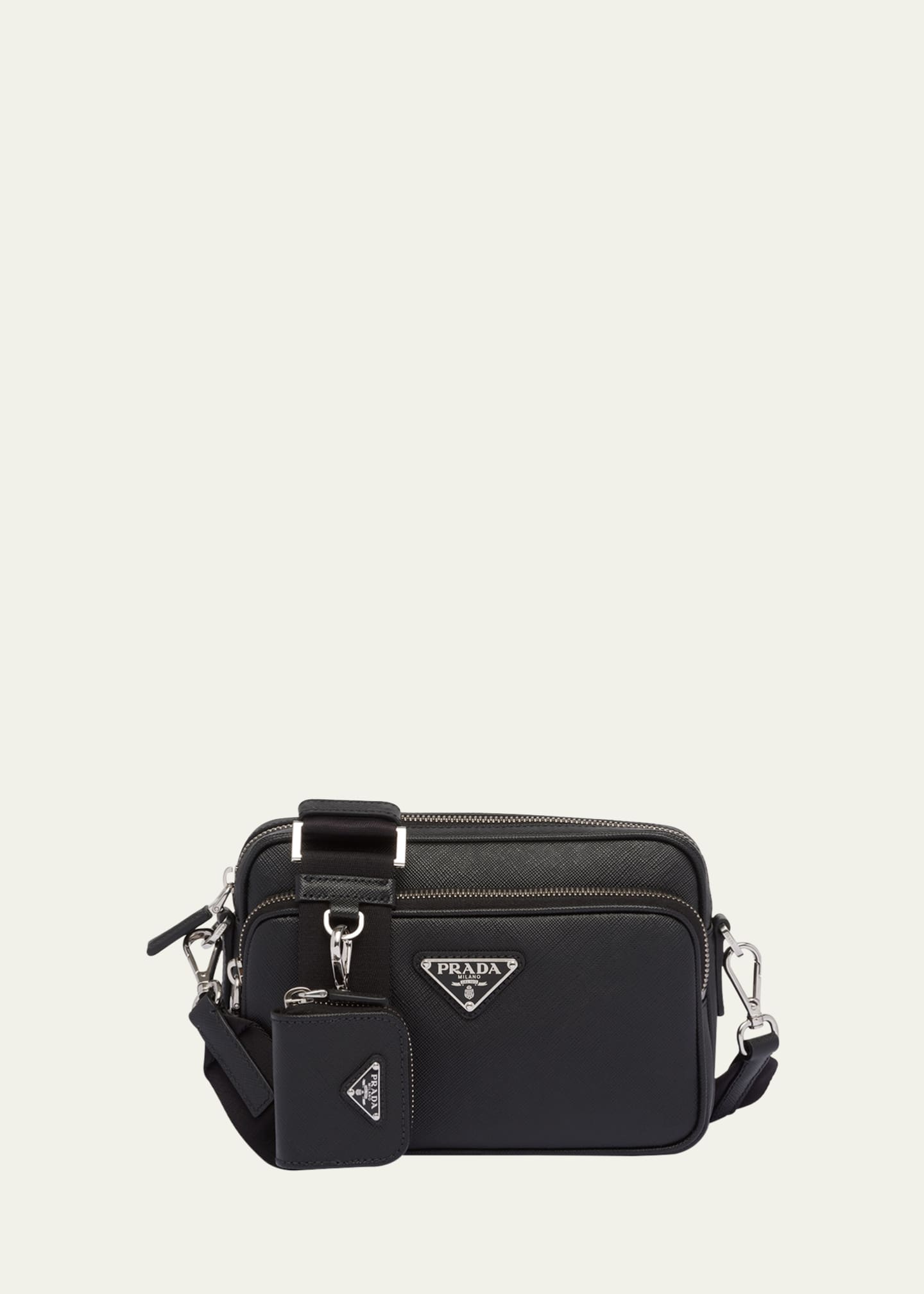 Prada Men's Saffiano Leather Crossbody Bag with Pouch - Bergdorf Goodman