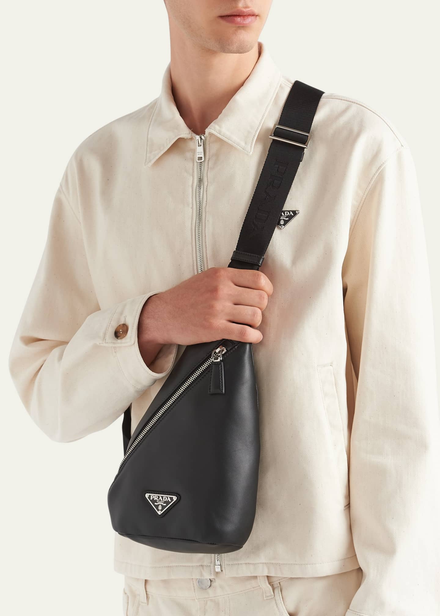 Prada Men's Leather Sling Backpack - Bergdorf Goodman