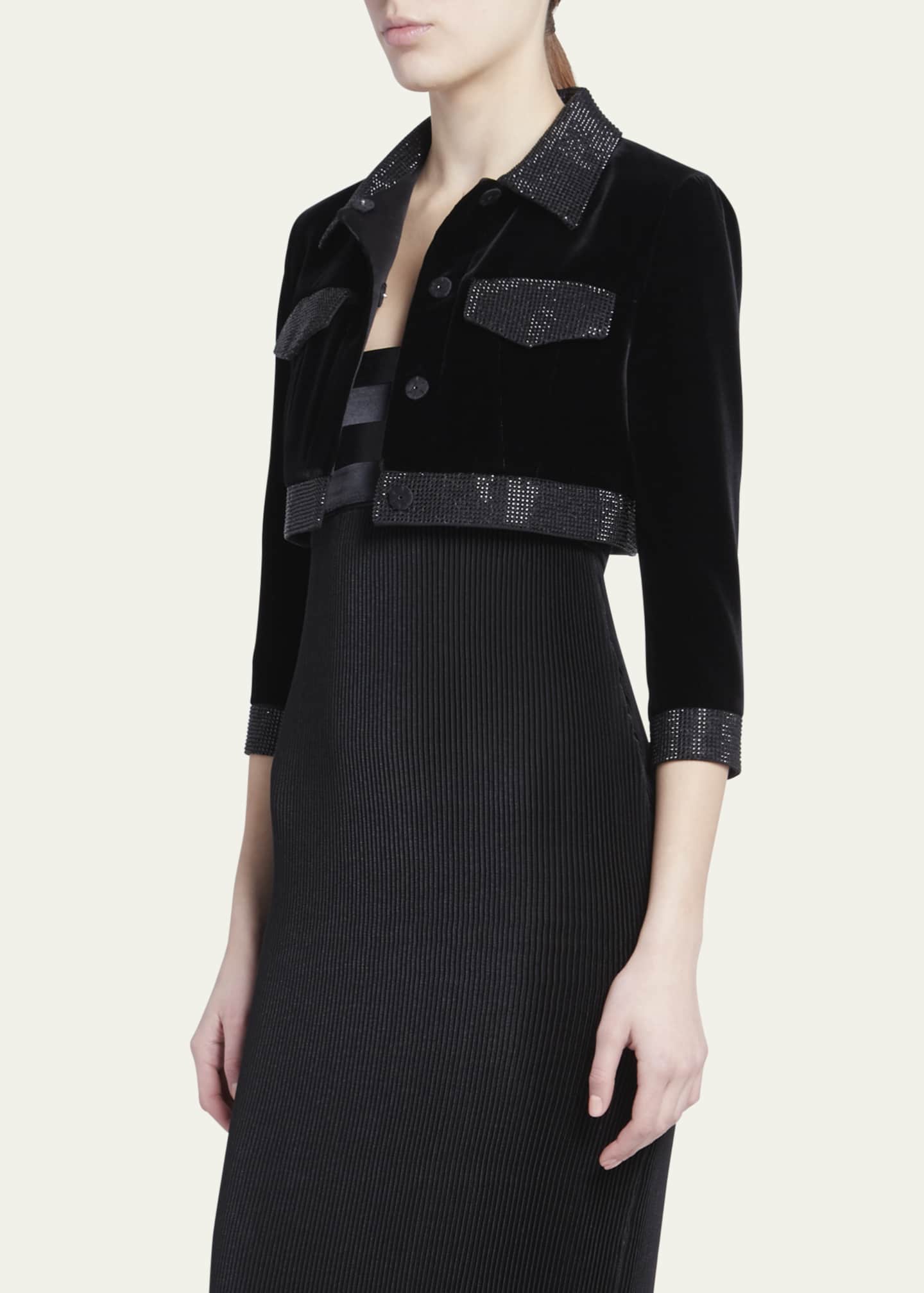 Giorgio Armani Velvet Crop Jacket with Crystal Detail - Bergdorf Goodman