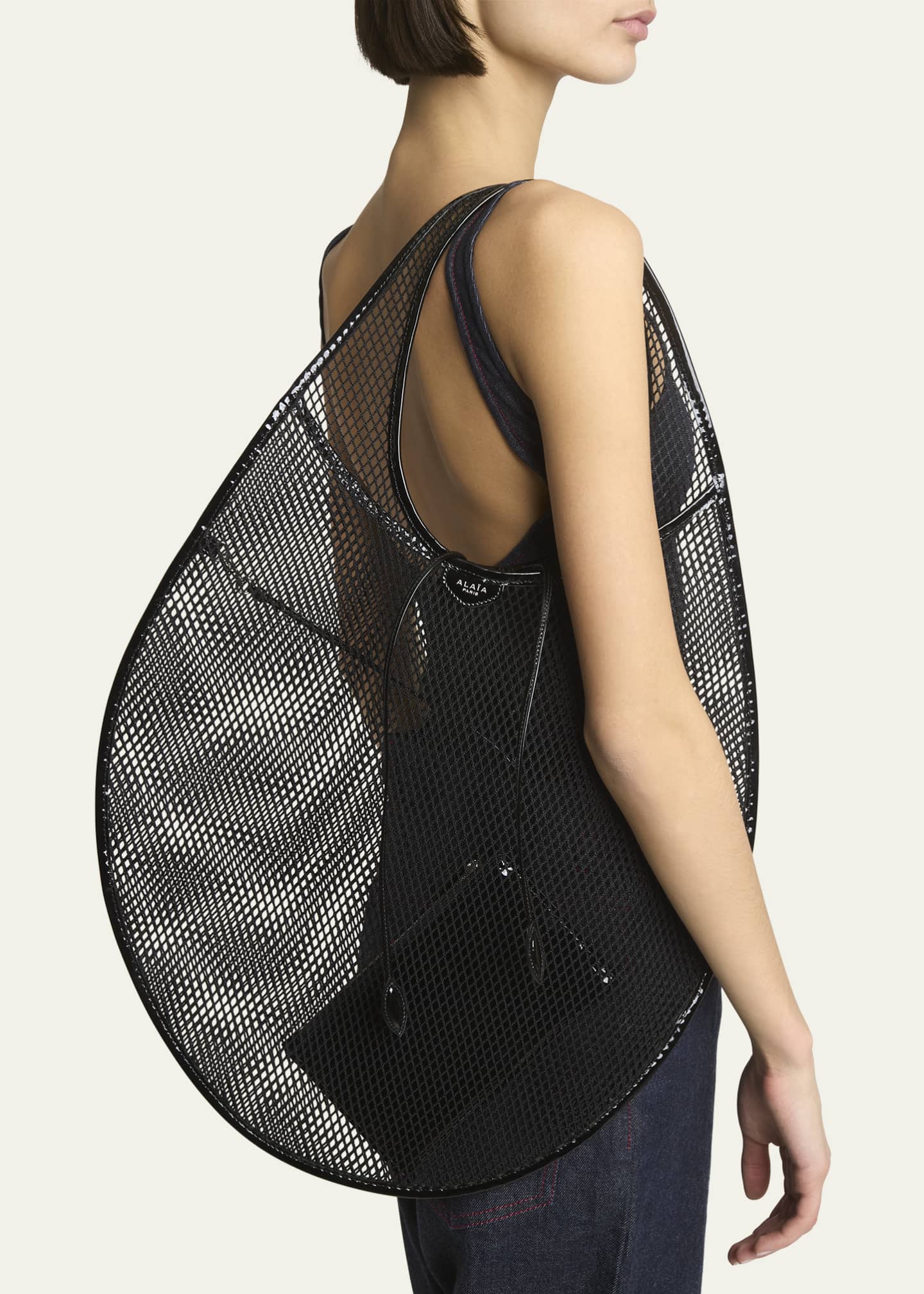 ALAIA XL Mesh Shoulder Bag in Nylon - Bergdorf Goodman
