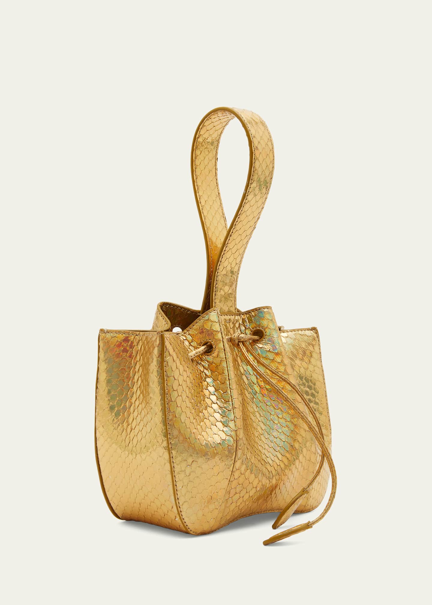 ALAIA Rose Marie Metallic Snake-Embossed Shoulder Bag - Bergdorf Goodman