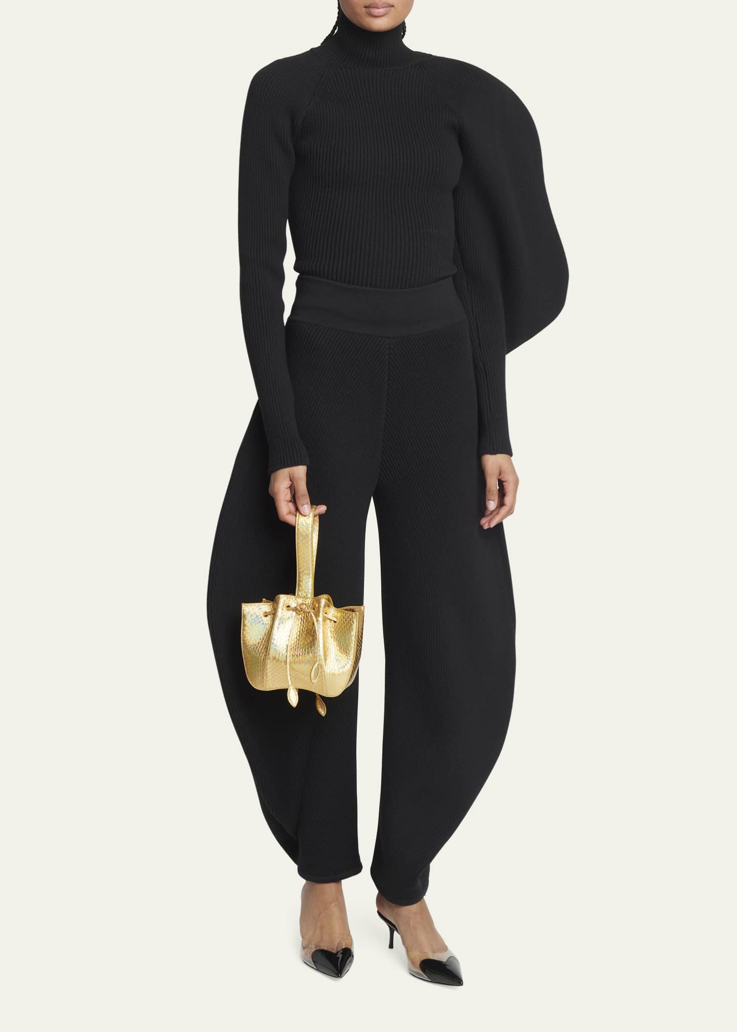 ALAIA Rose Marie Metallic Snake-Embossed Shoulder Bag - Bergdorf Goodman