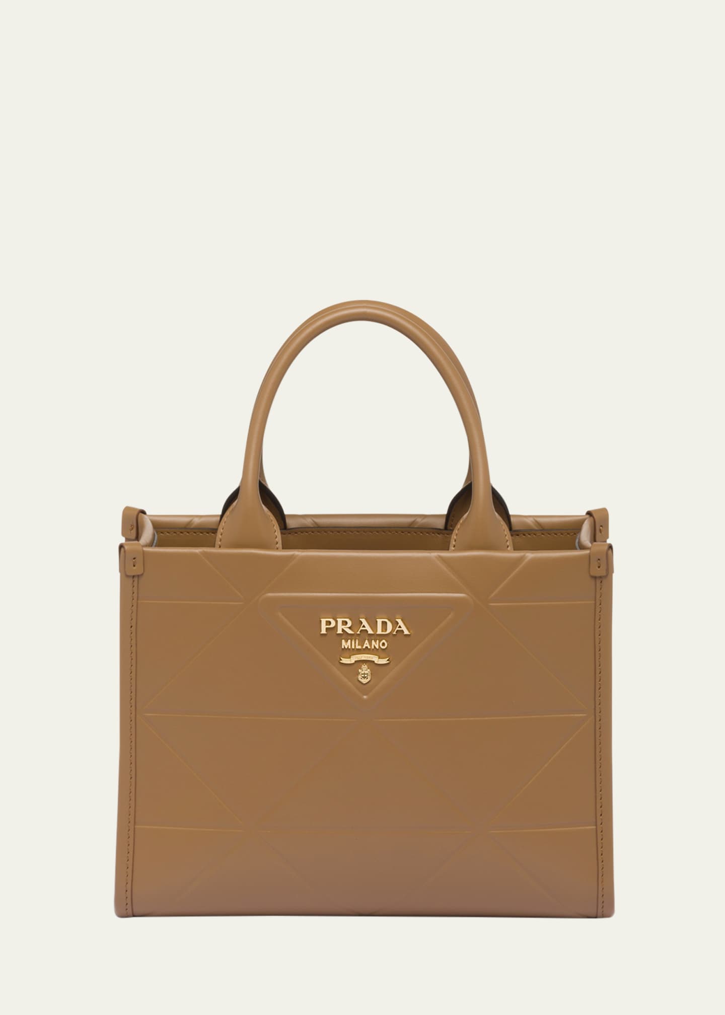 Prada Mini Triangle Logo Leather Tote Bag - Bergdorf Goodman