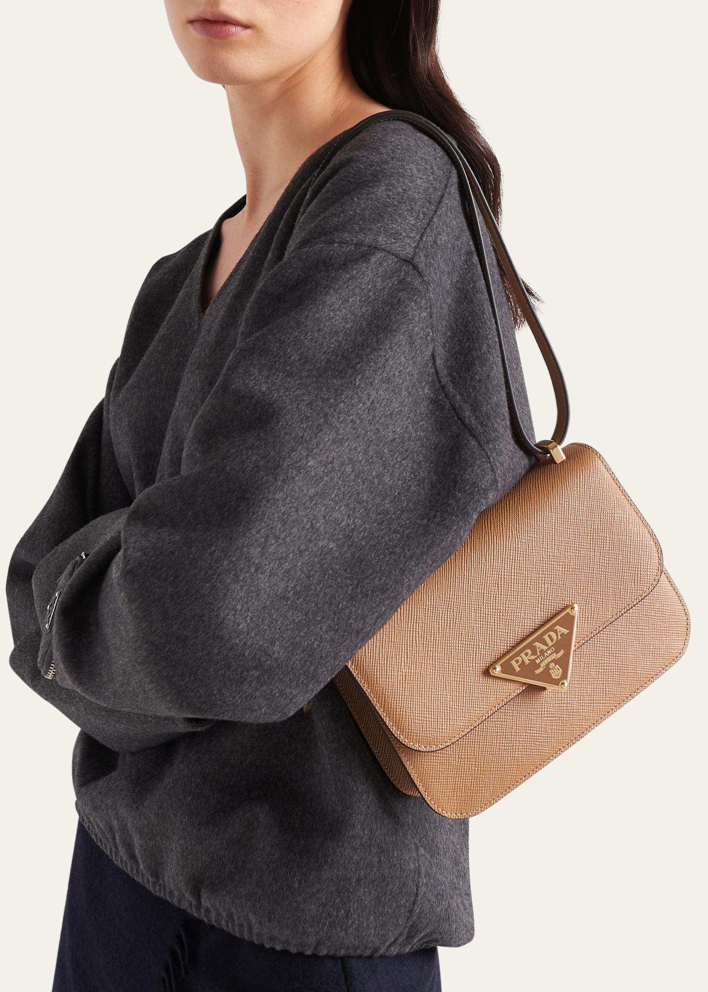 Prada Triangle Flap Leather Crossbody Bag - Bergdorf Goodman
