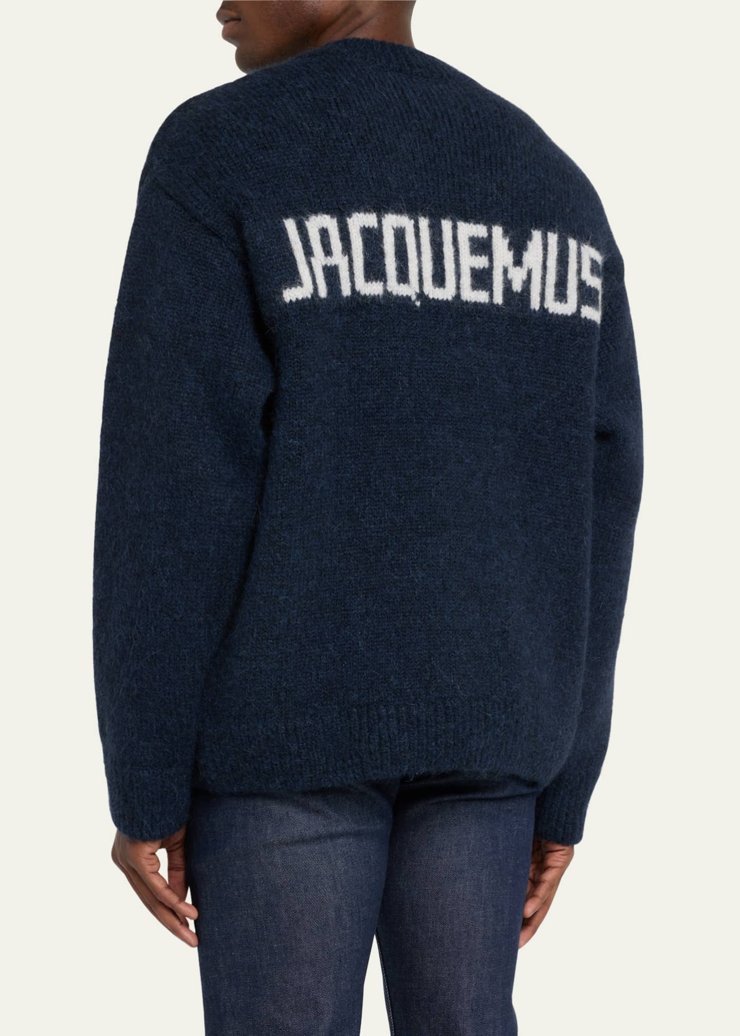 Jacquemus Men's La Maille Pavane Intarsia Logo Sweater - Bergdorf Goodman
