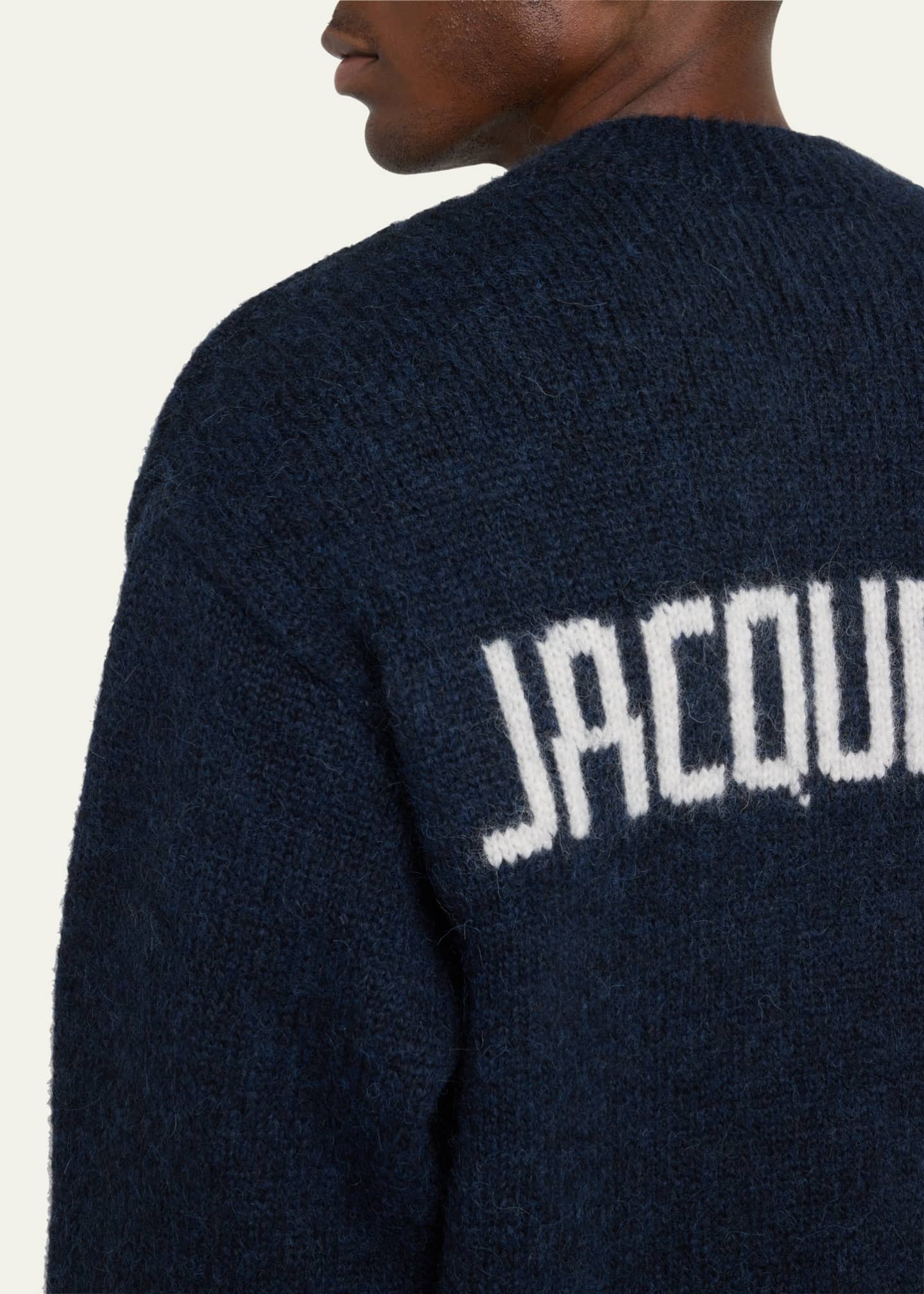 Jacquemus Men's La Maille Pavane Intarsia Logo Sweater - Bergdorf Goodman