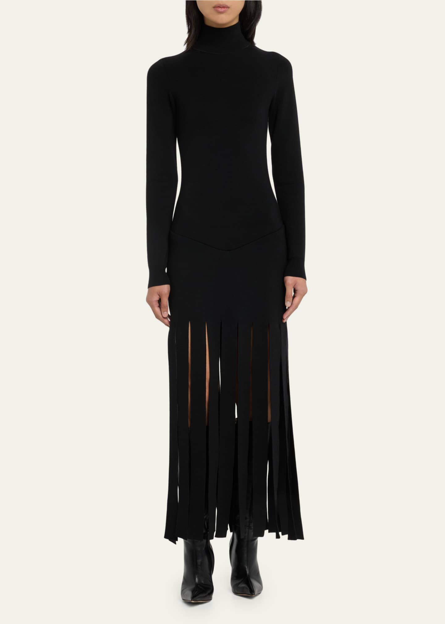 Michael Kors Collection Turtleneck Streamer-Hem Knit Midi Dress ...
