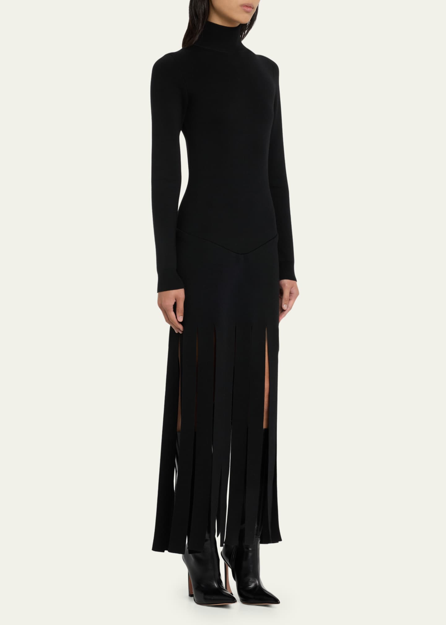 Michael Kors Collection Turtleneck Streamer-Hem Knit Midi Dress ...