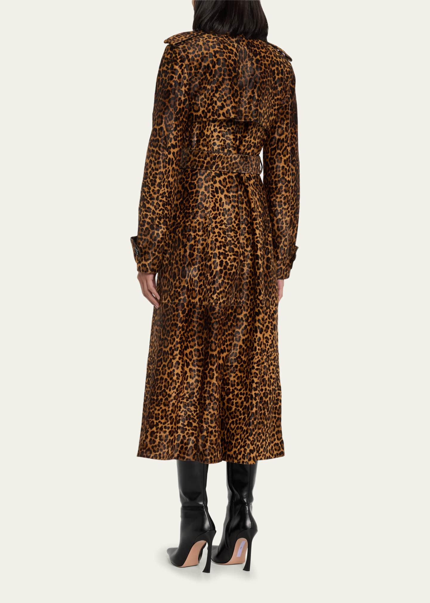 Michael Kors Collection Leopard-Print Cowhide Belted Long Trench Coat - Bergdorf Goodman