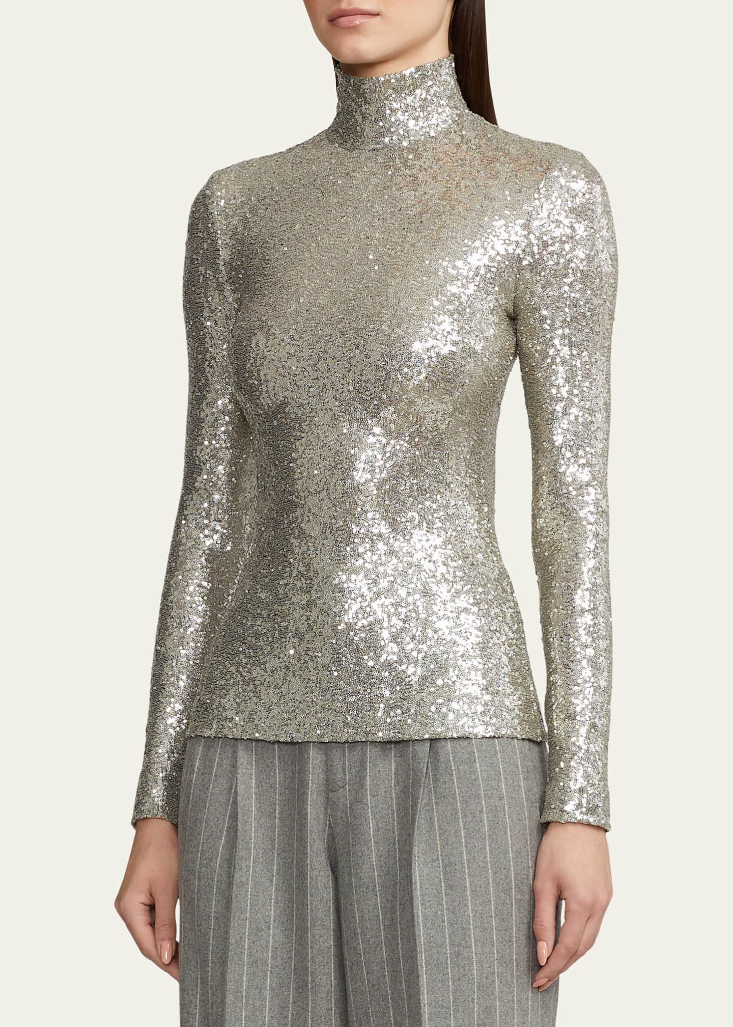 Ralph Lauren Collection Sequin Turtleneck Top - Bergdorf Goodman