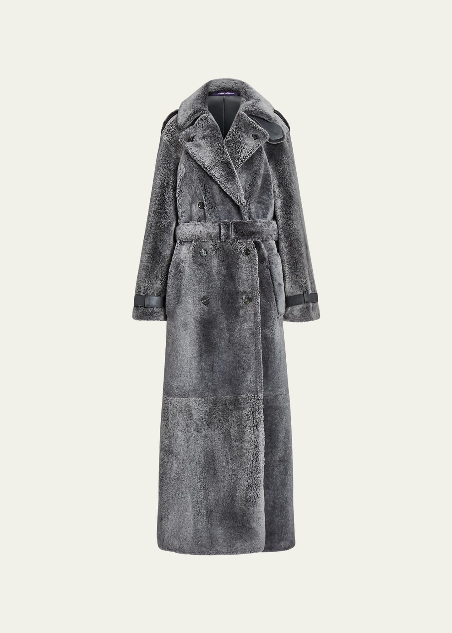 Ralph Lauren Collection Dillan Ironed Merino Shearling Trench Coat ...