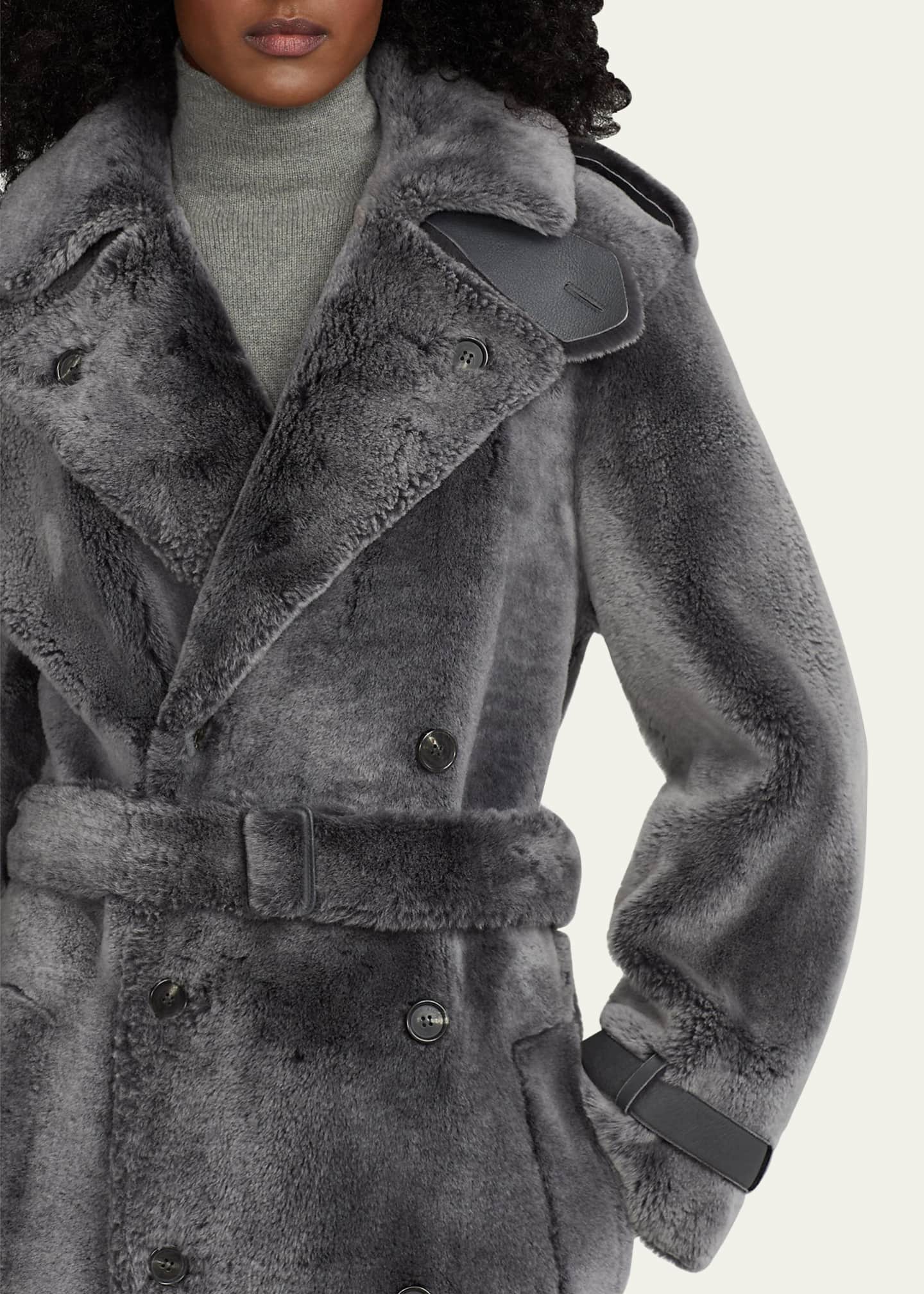 Ralph Lauren Collection Dillan Ironed Merino Shearling Trench Coat ...