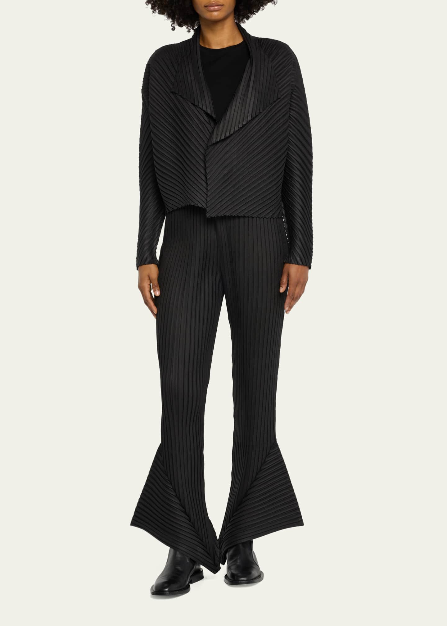 Issey Miyake Straight-Leg Angled Pleated Pants - Bergdorf Goodman