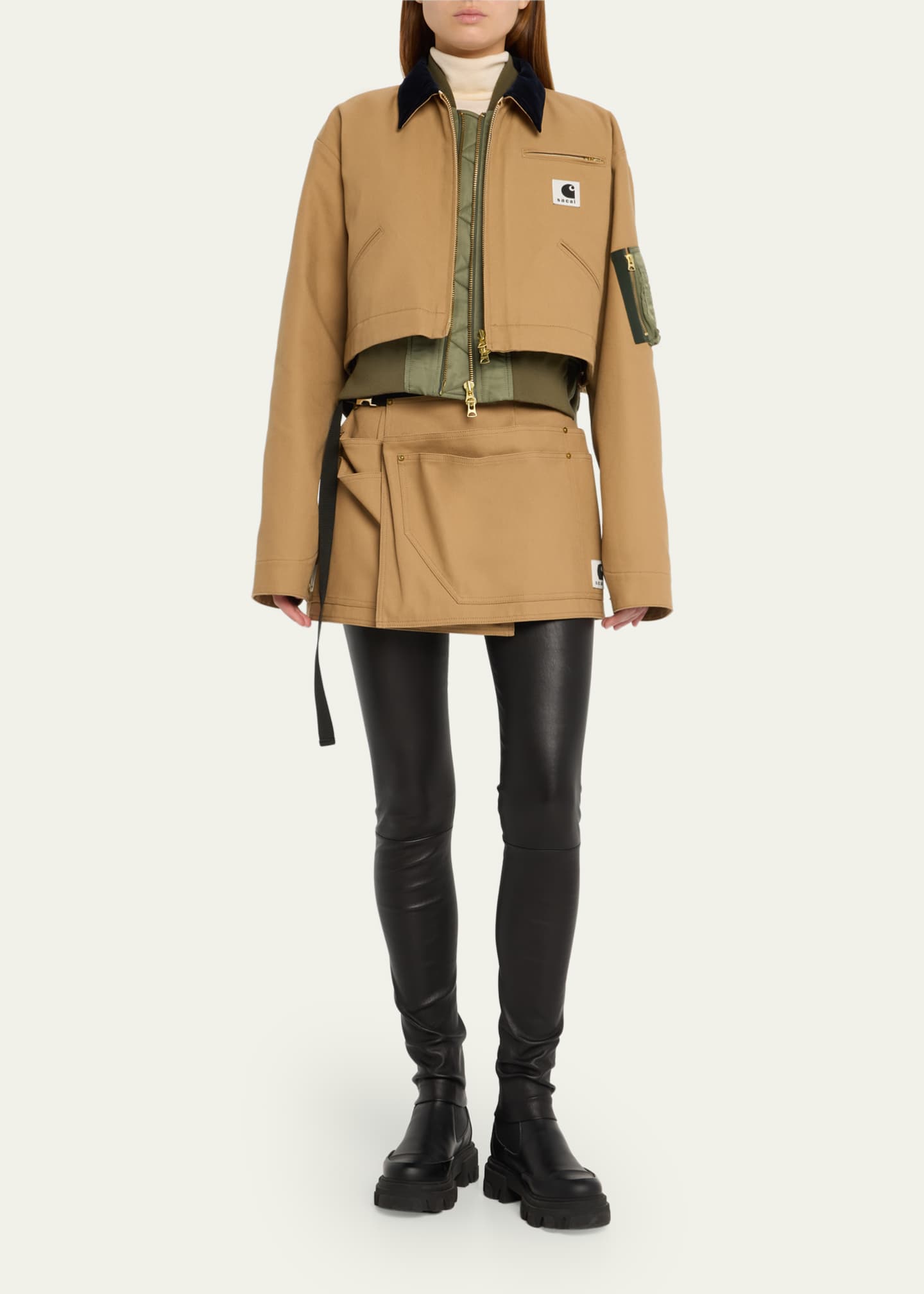 SACAI x Carhartt WIP Collared Canvas Layered Bomber Jacket - Bergdorf ...