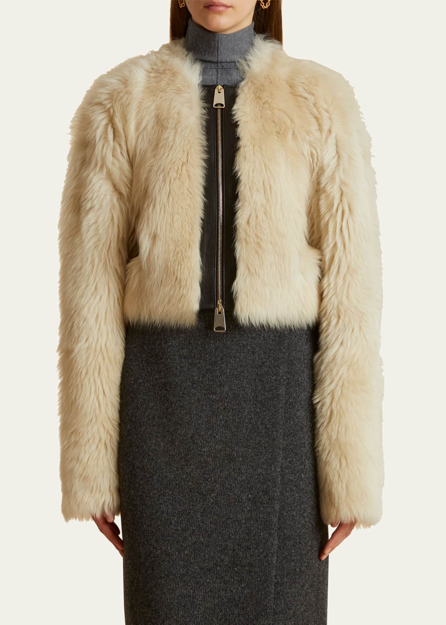 Khaite Gracell Cropped Shearling Jacket - Bergdorf Goodman