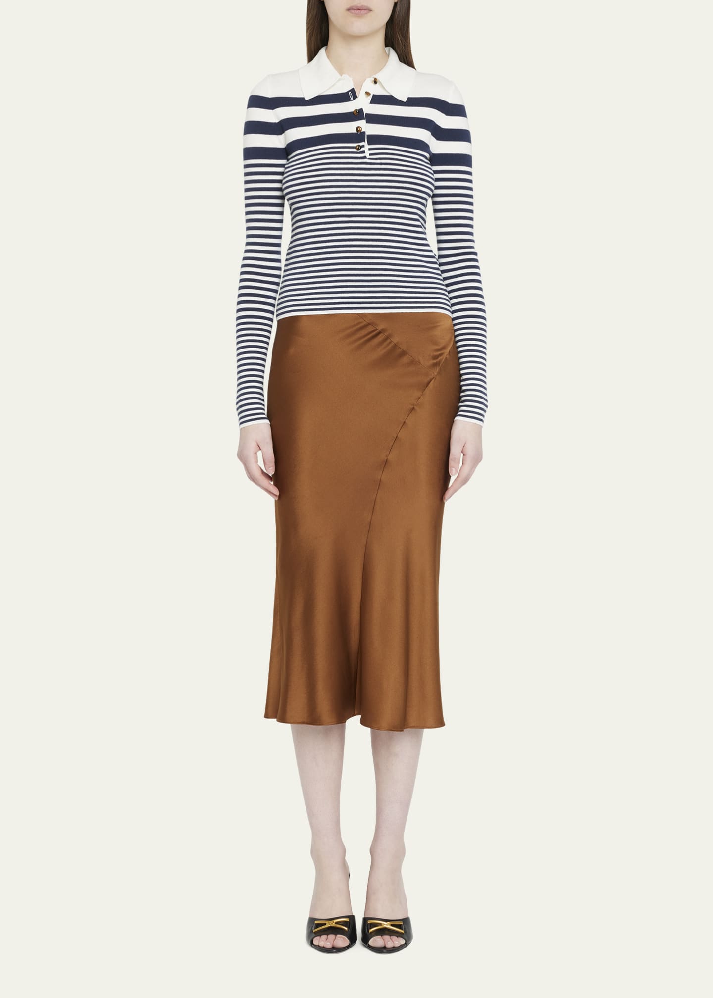 Veronica Beard Raj Striped Wool Polo Sweater - Bergdorf Goodman