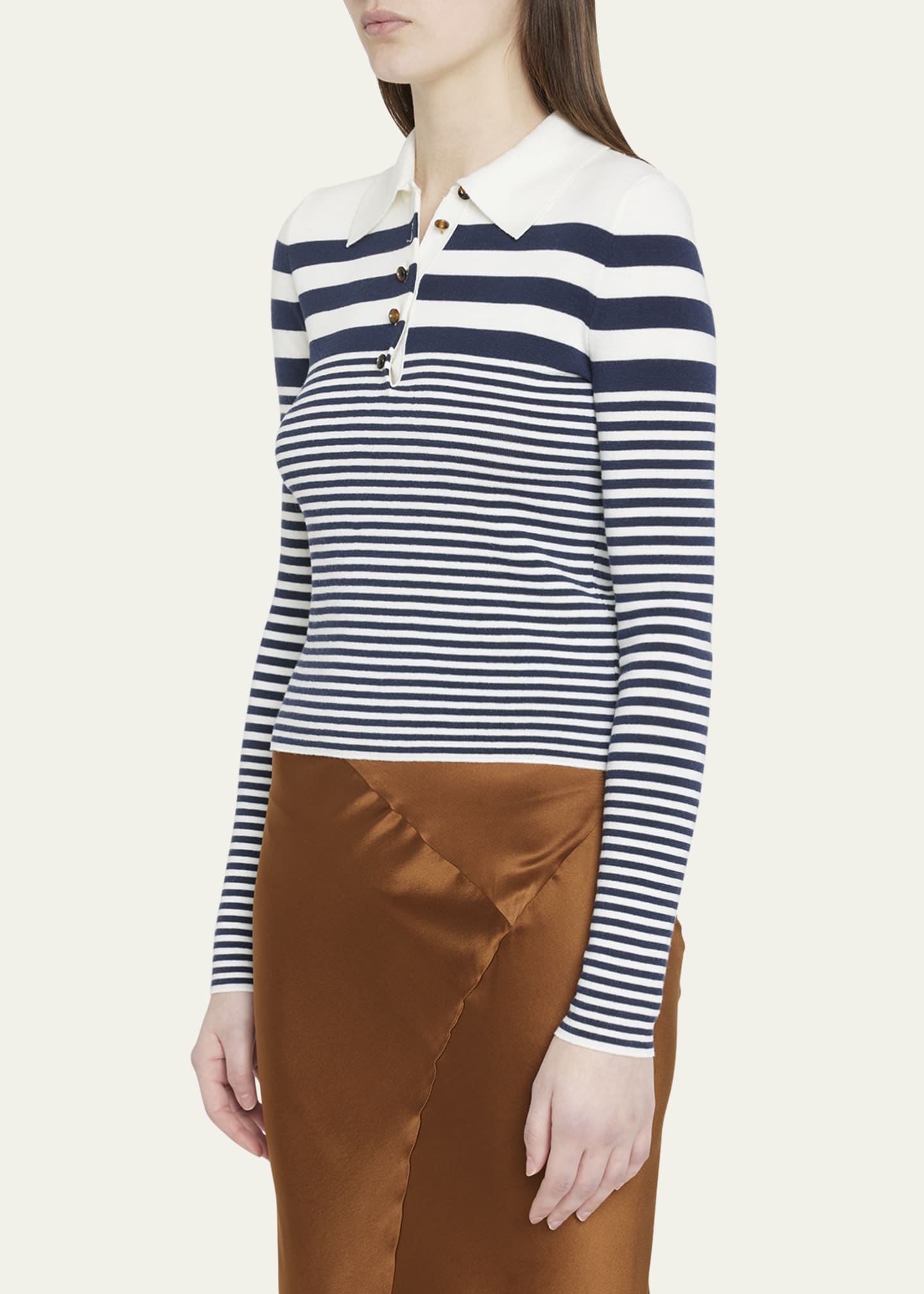 Veronica Beard Raj Striped Wool Polo Sweater - Bergdorf Goodman
