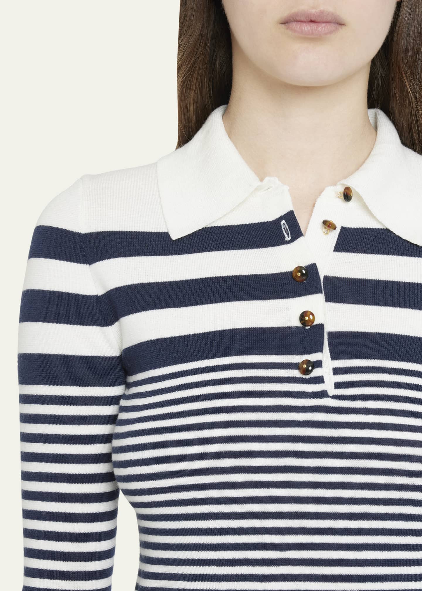 Veronica Beard Raj Striped Wool Polo Sweater - Bergdorf Goodman