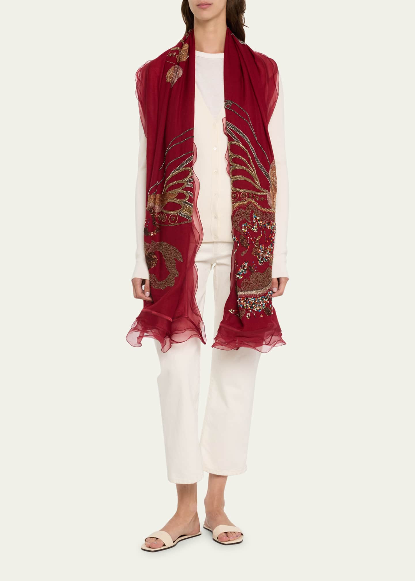 Janavi India Wings of Desire Beaded Cashmere Scarf - Bergdorf Goodman