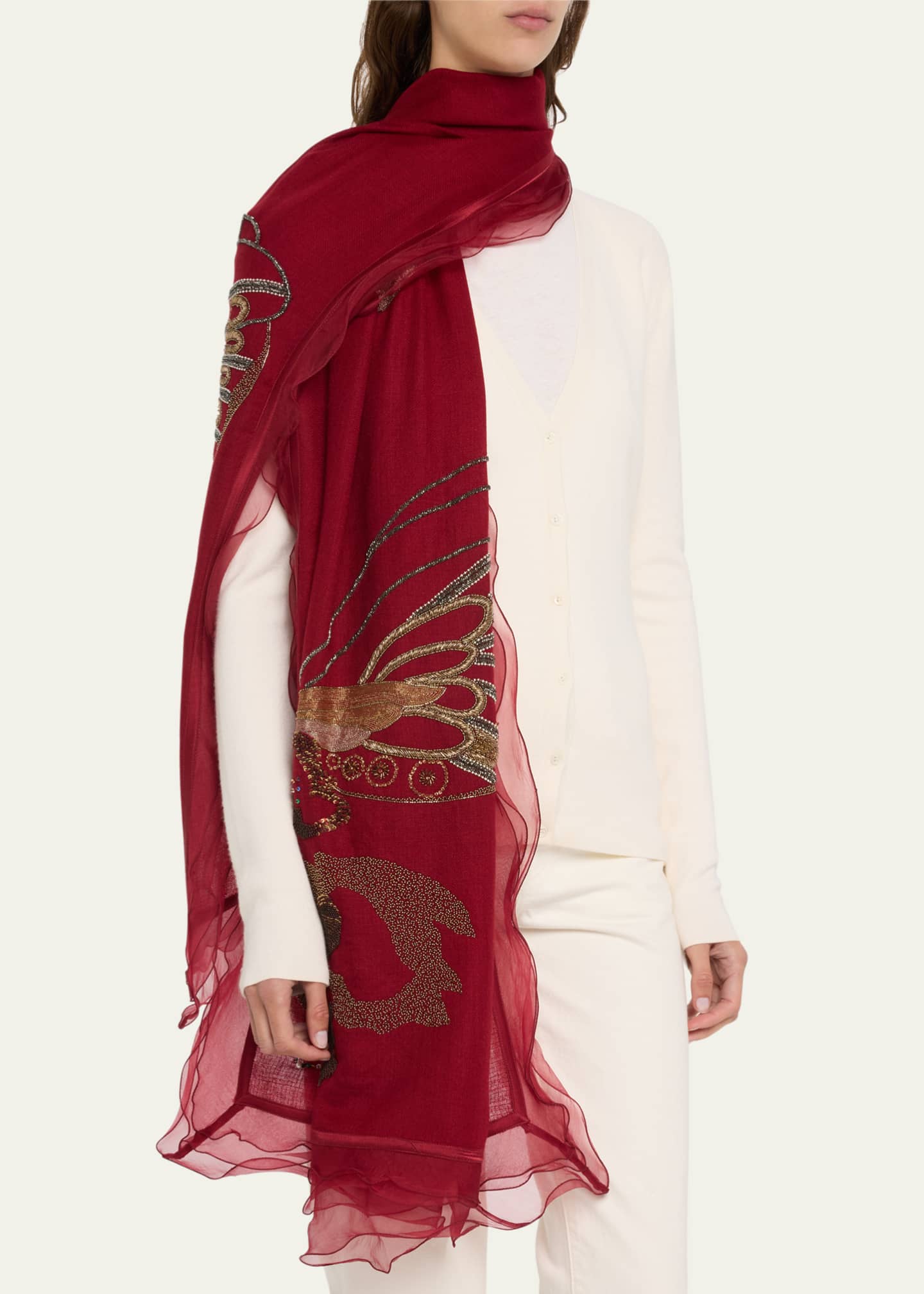 Janavi India Wings of Desire Beaded Cashmere Scarf - Bergdorf Goodman