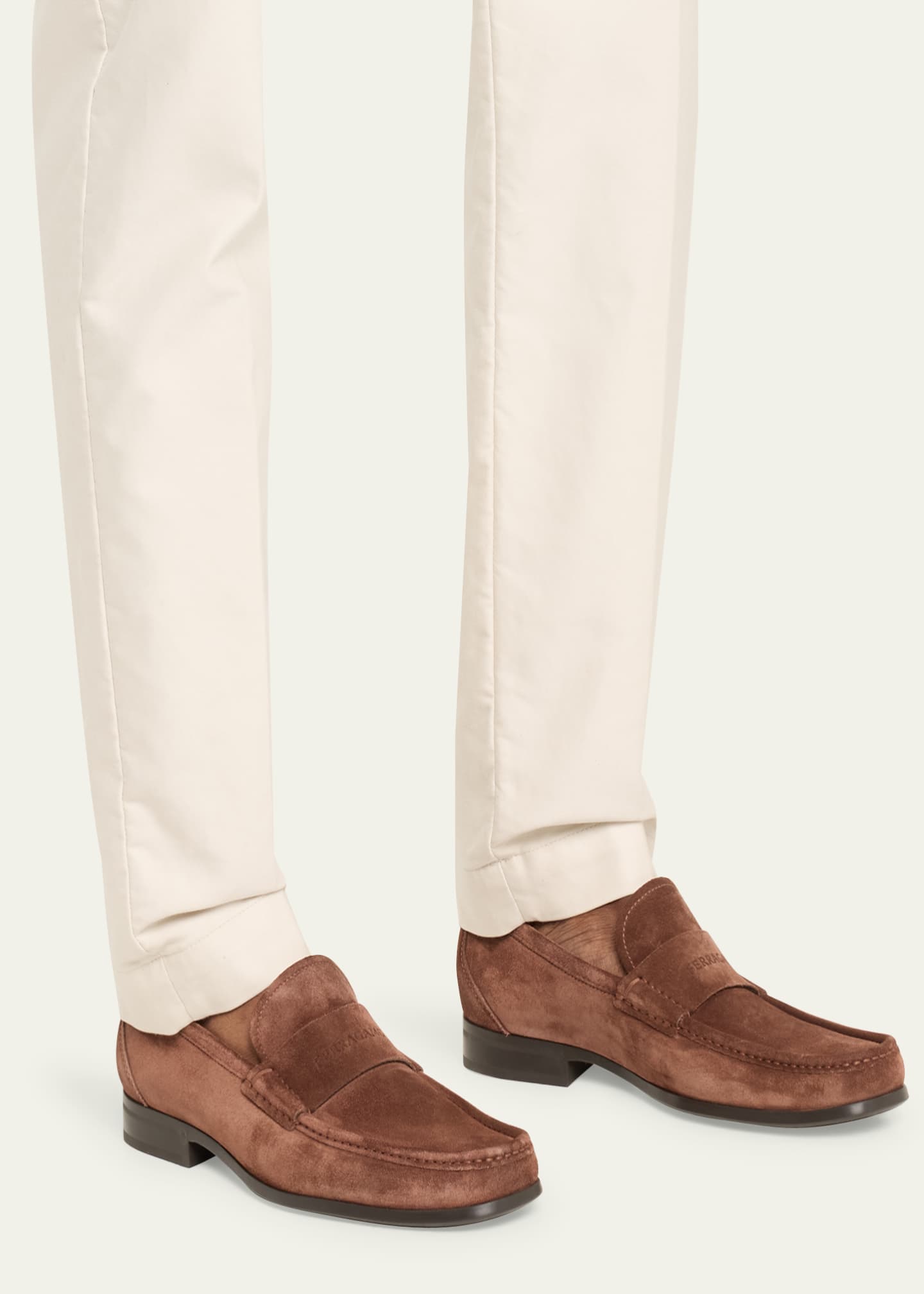 Ferragamo Men's Dupont Suede Penny Loafers - Bergdorf Goodman