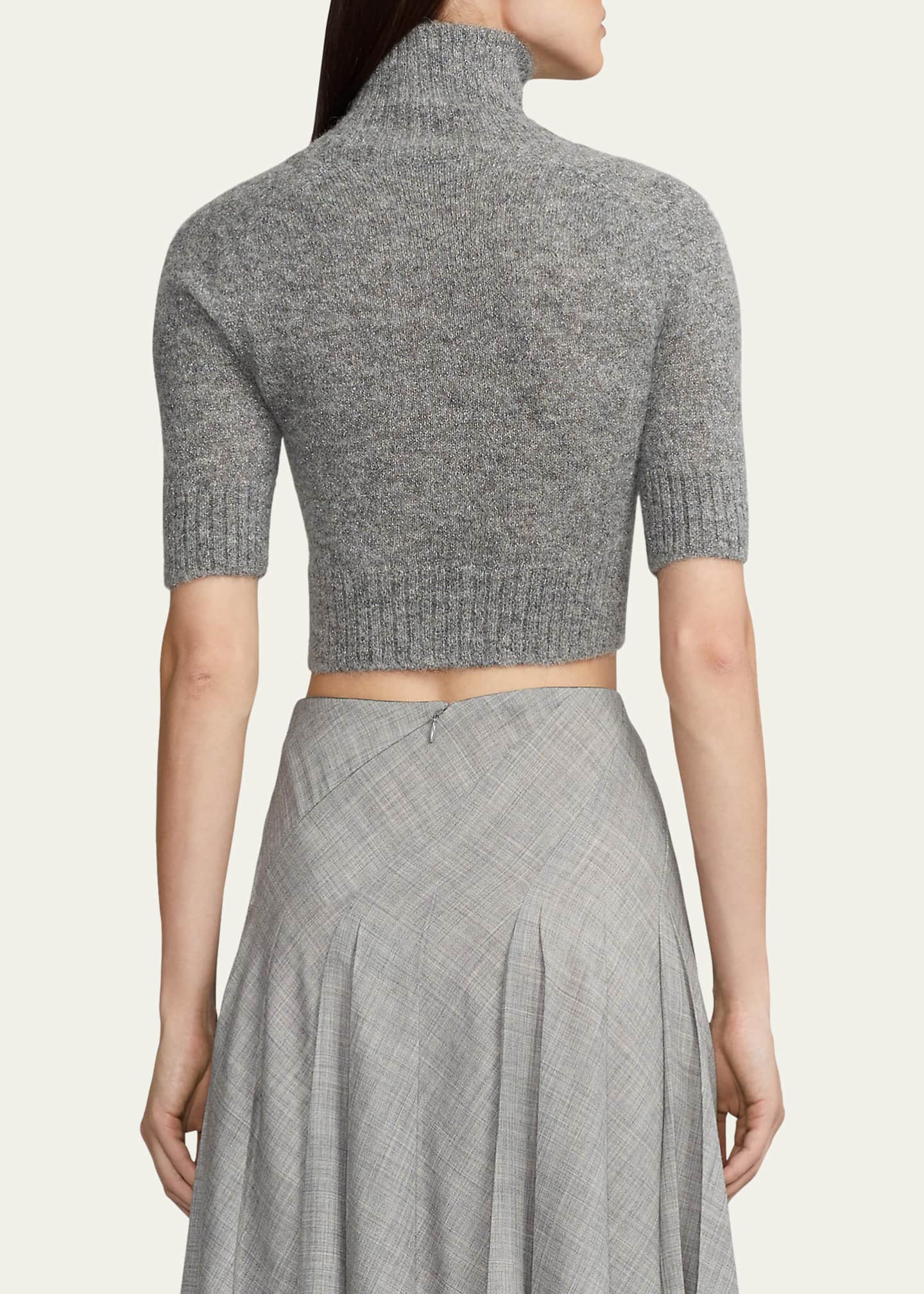 Ralph Lauren Collection Short-Sleeve Turtleneck Crop Wool Sweater ...
