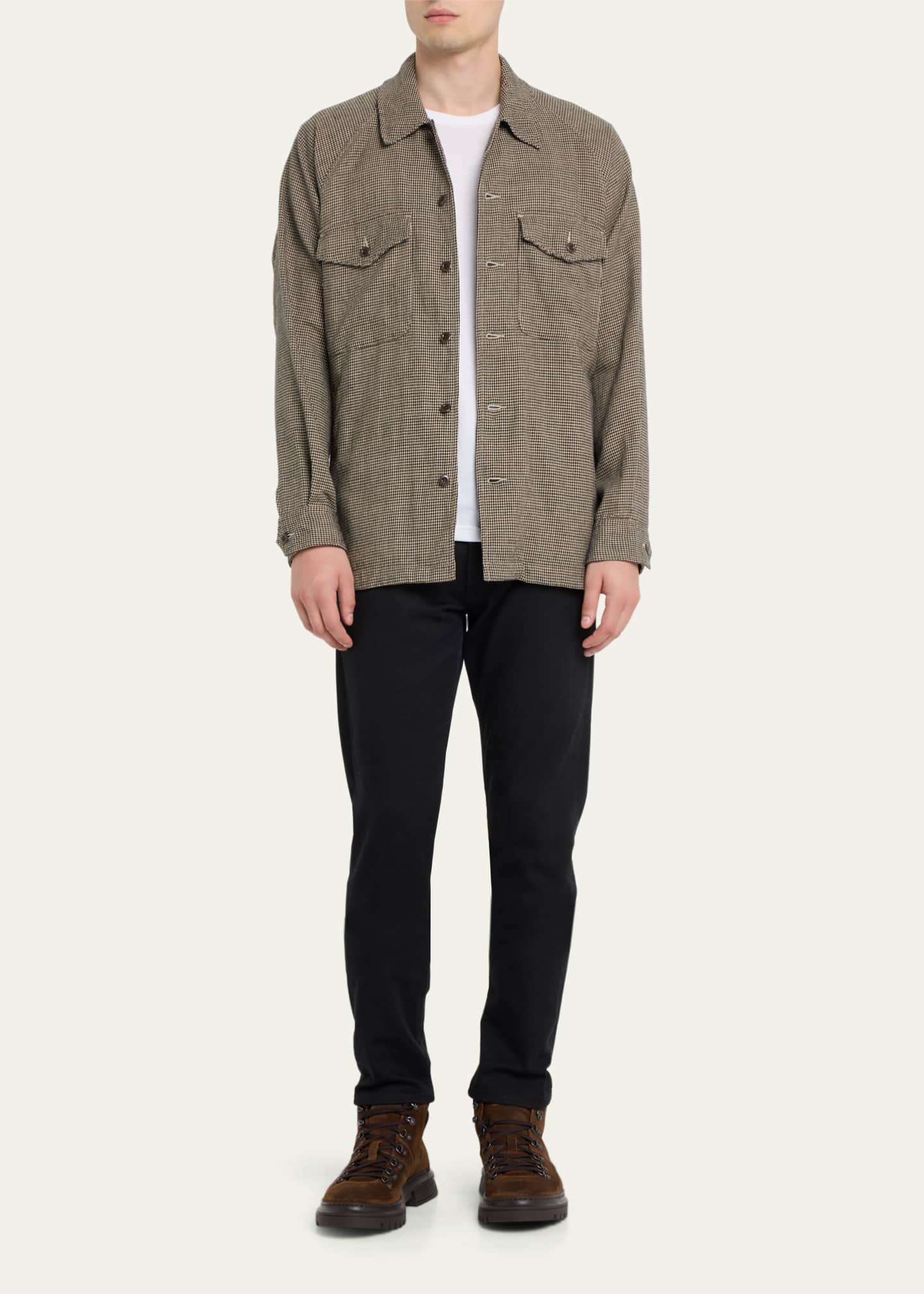 Sage de Cret Men's Mini Houndstooth Twill Overshirt - Bergdorf Goodman