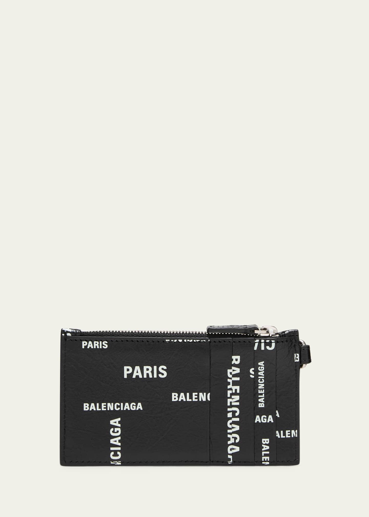 Balenciaga Men's Bal Paris All Over Card Case On Strap - Bergdorf Goodman