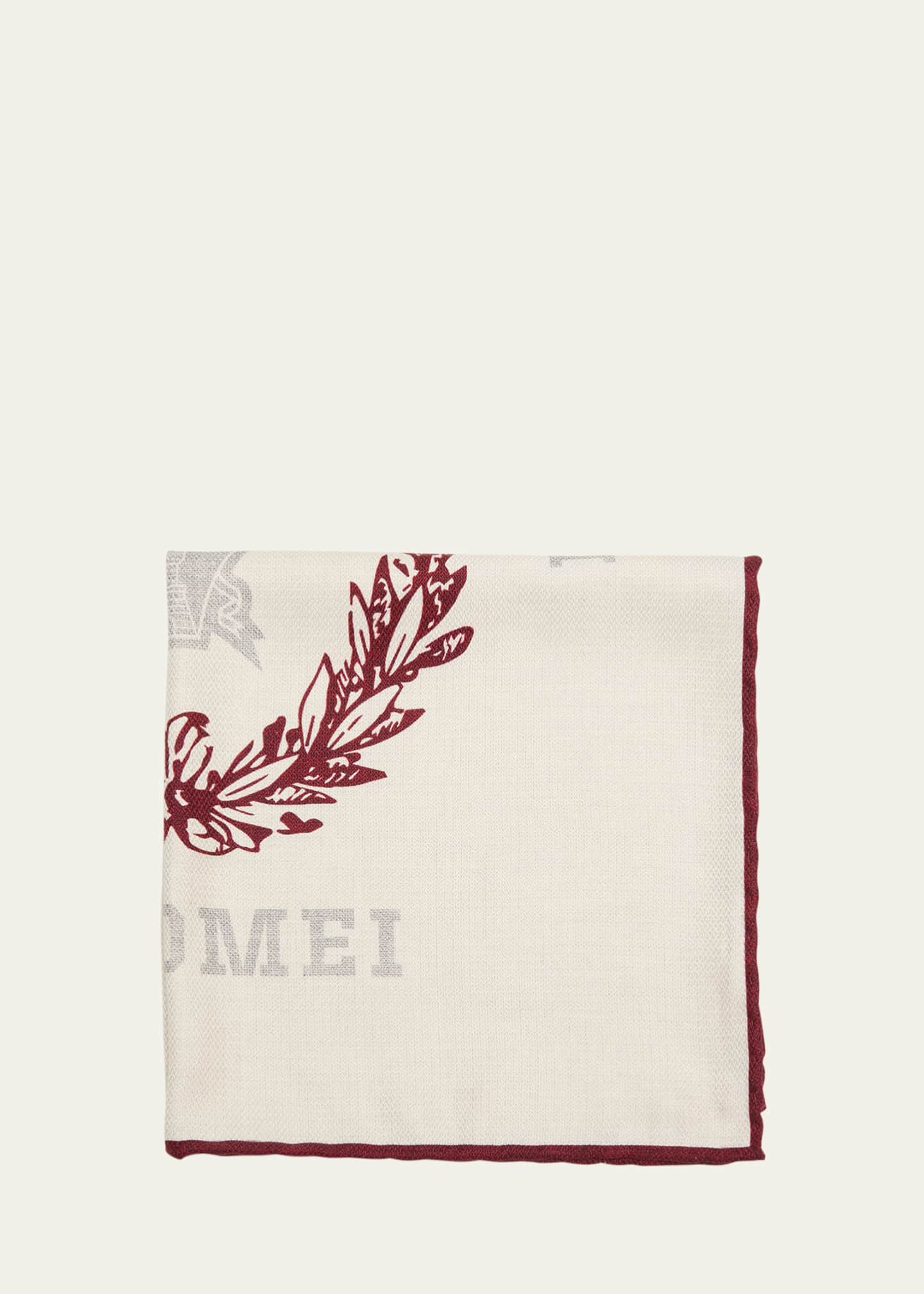 Brunello Cucinelli Men's Logo Crest Silk Pocket Square - Bergdorf Goodman