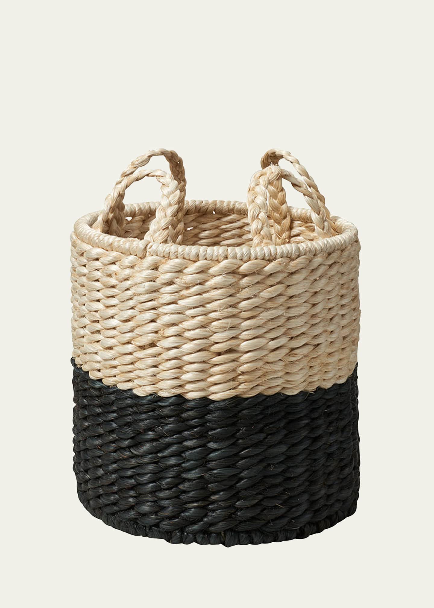 Schumacher Lubid Black-Dipped Abaca Basket, 16" - Bergdorf Goodman