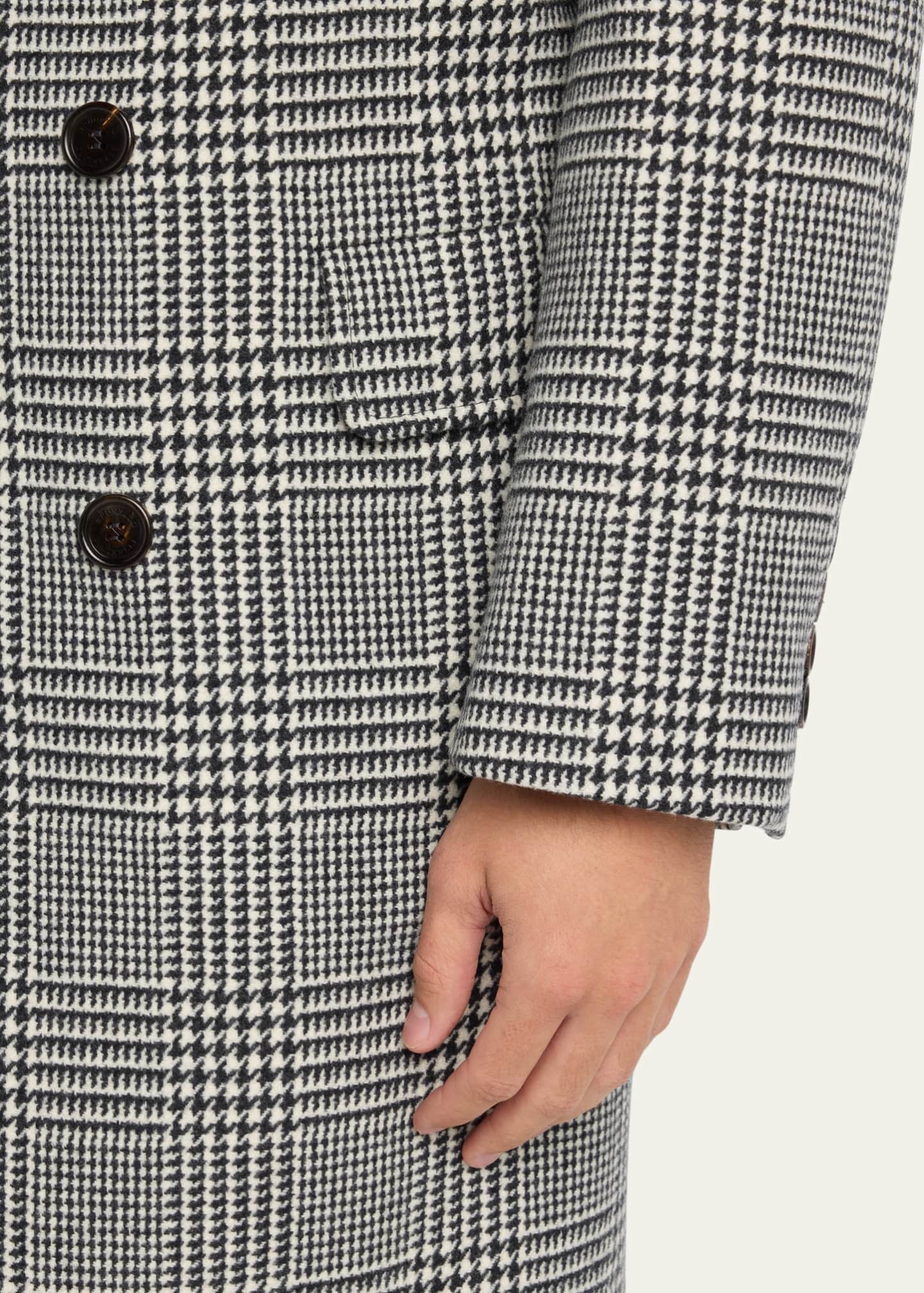 Brunello Cucinelli Men's Double-Breasted Houndstooth Overcoat ...