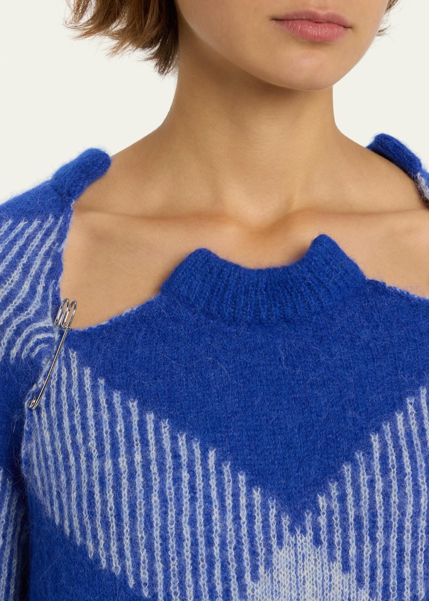 Burberry Check Wool Sweater with Safety Pins - Bergdorf Goodman