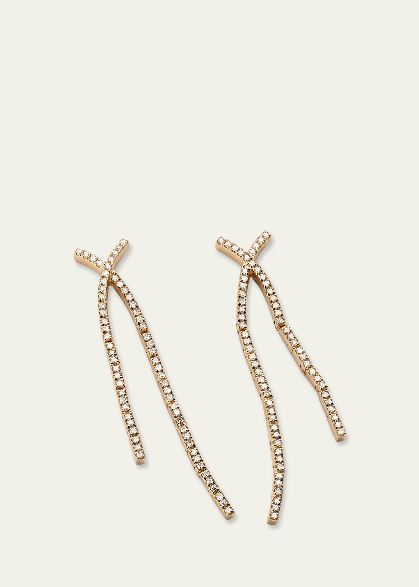 EF Collection 14K Yellow Gold Diamond Criss Cross Drop Earrings ...