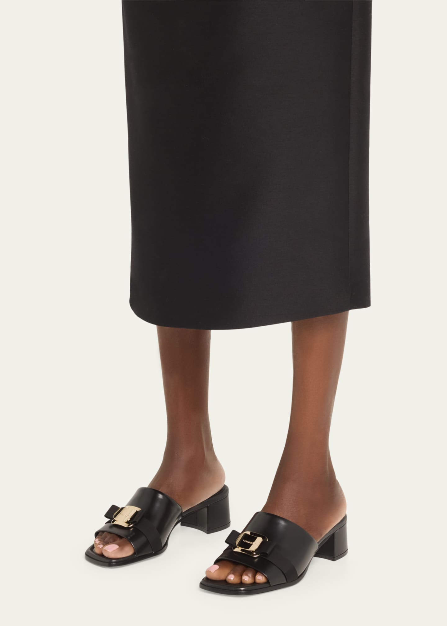 Ferragamo Vilna Leather Bow Mule Sandals - Bergdorf Goodman