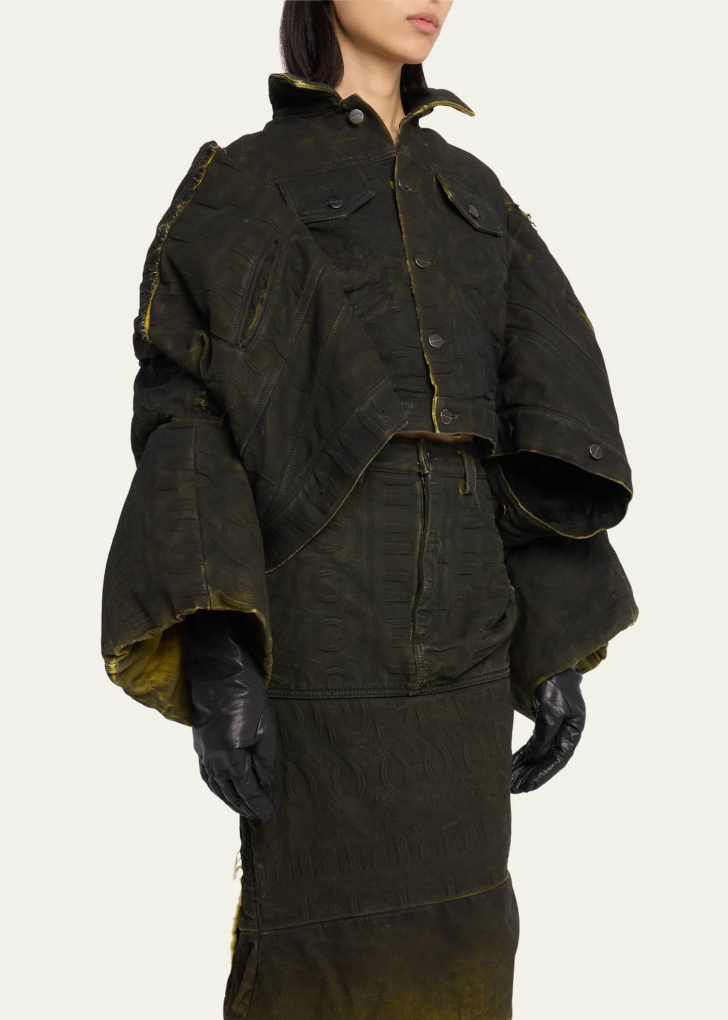 Marc Jacobs Runway Logo Embossed Denim Ombre Jacket Shawl - Bergdorf ...