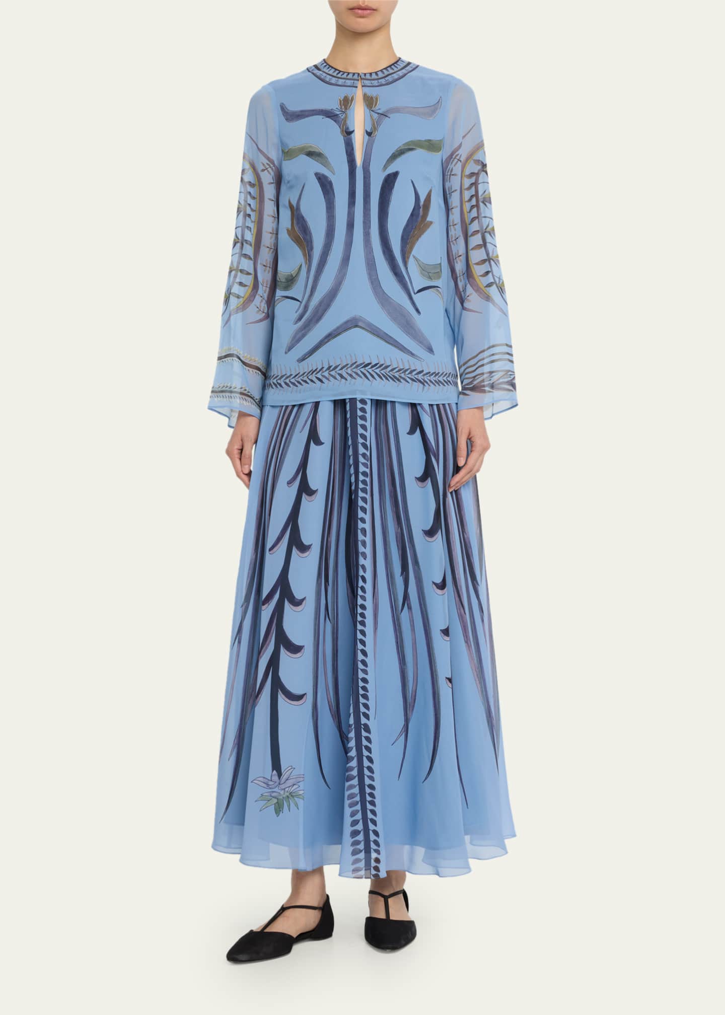 Altuzarra Crete Botanical-Print Silk Top - Bergdorf Goodman