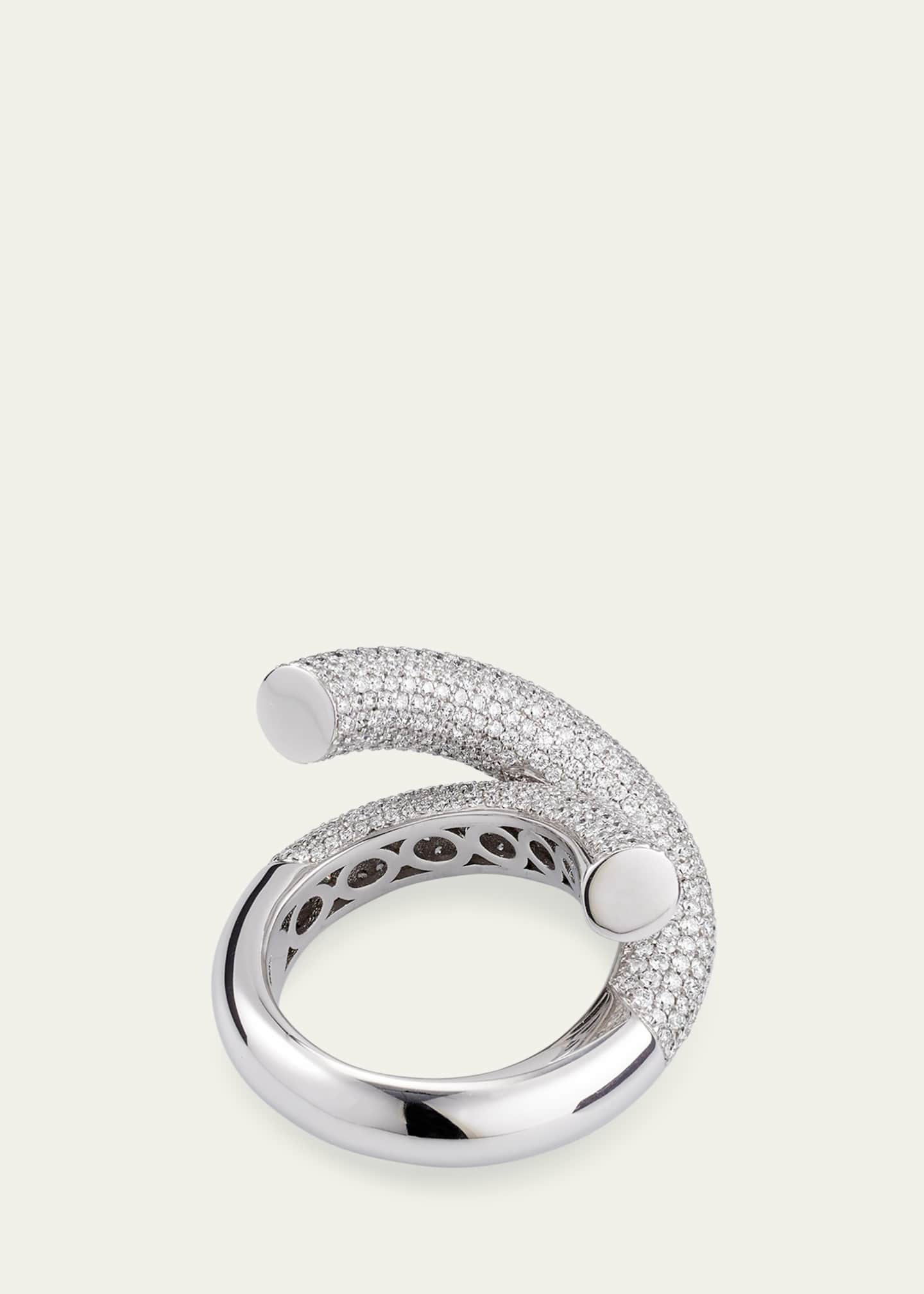 ENGELBERT 18K White Gold Cross Loop Full Pave Ring with Diamonds - Bergdorf Goodman