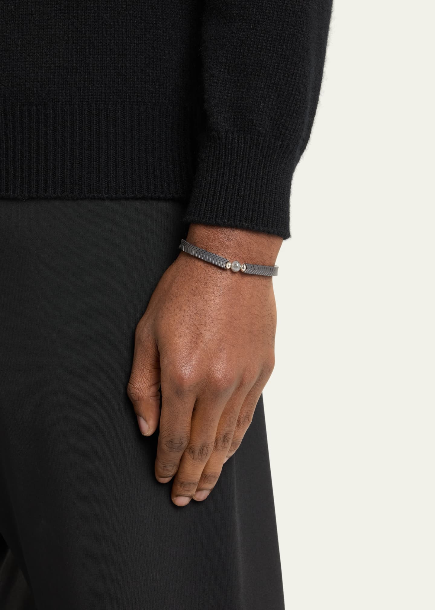 Lois Sasson Design Men's Hematite and Grey Diamond Beaded Bracelet ...