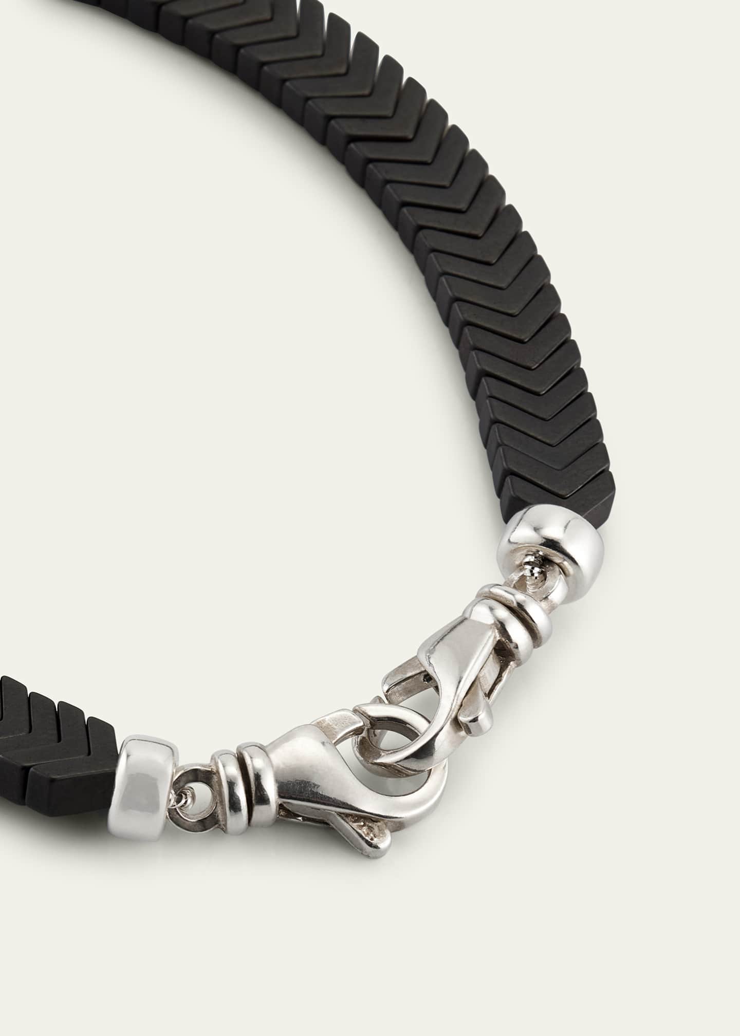 Lois Sasson Design Men's Hematite and Grey Diamond Beaded Bracelet ...