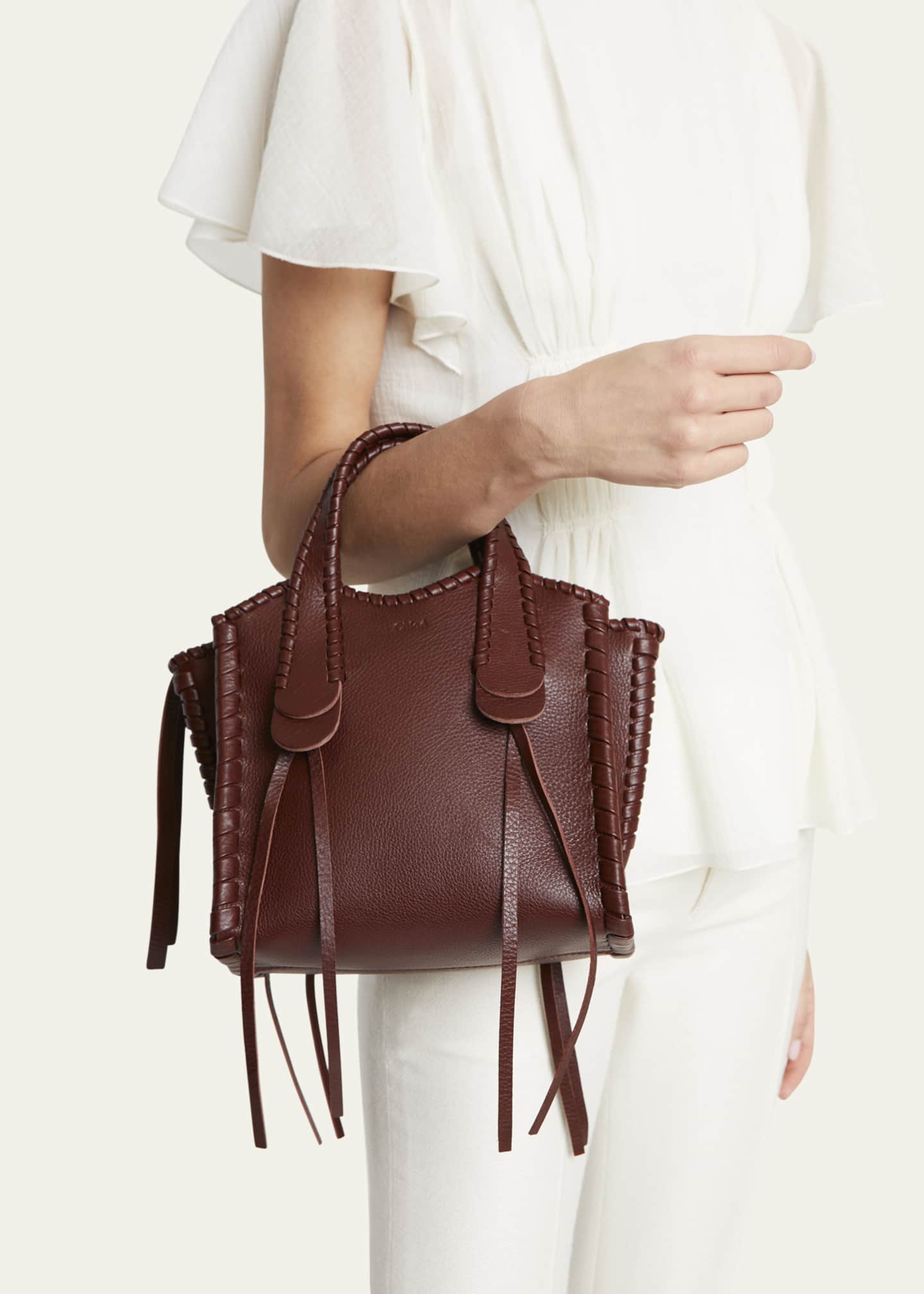 Chloe Mony Whipstitch Small Leather Tote Bag - Bergdorf Goodman
