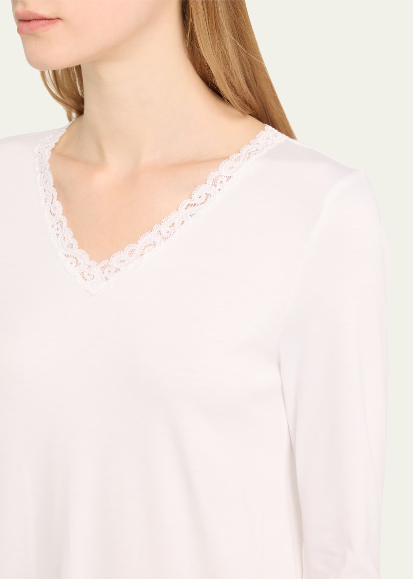 Hanro Moments Lace-Trim Cotton Nightgown - Bergdorf Goodman