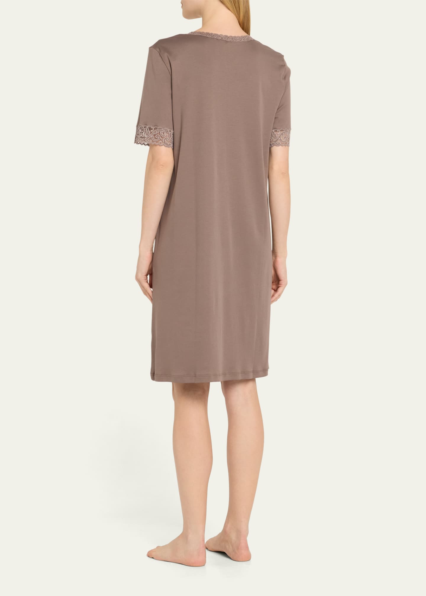 Hanro Moments Short Sleeve Lace Cotton Nightgown - Bergdorf Goodman