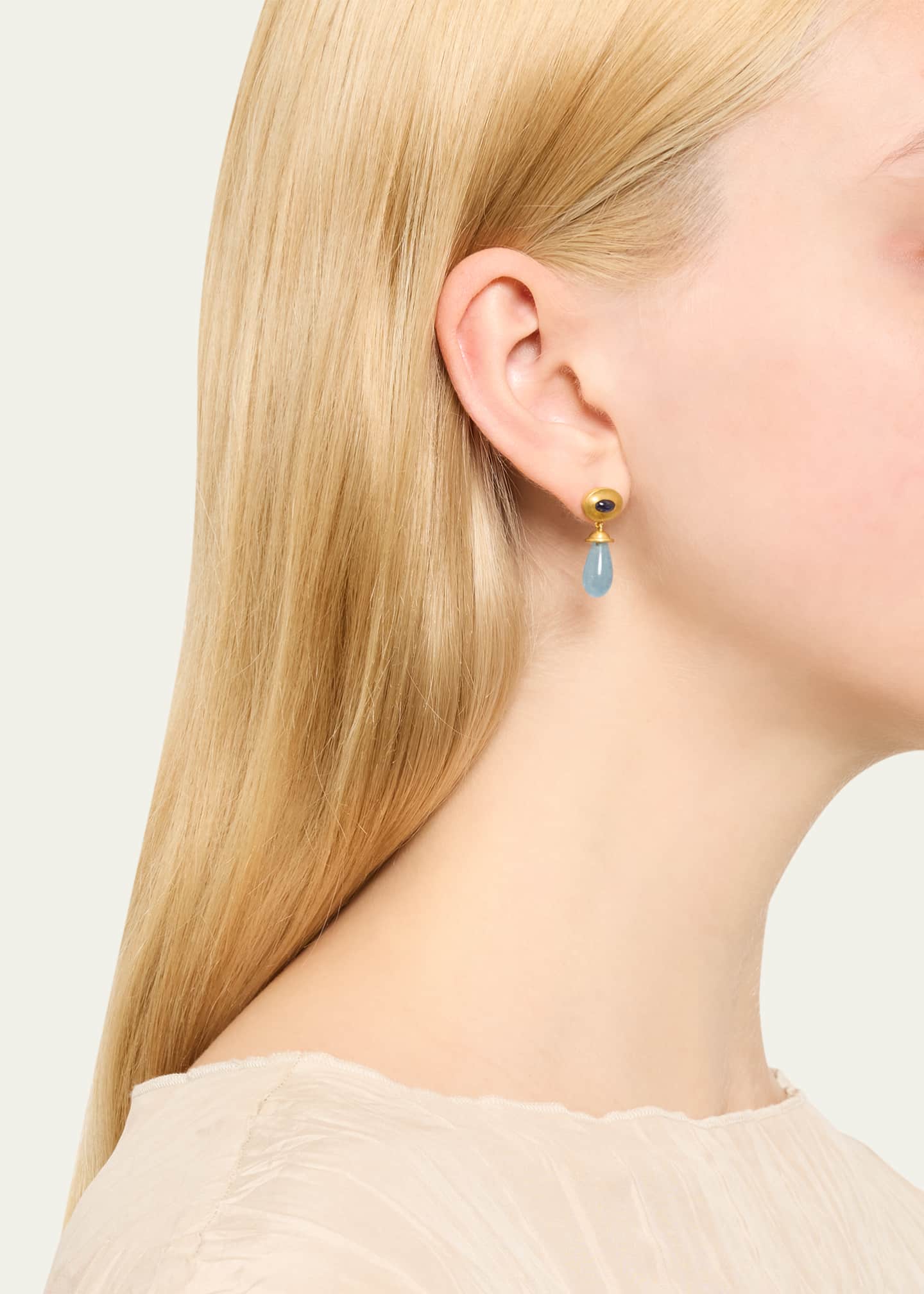 Prounis Jewelry 22K Yellow Gold Sapphire and Aquamarine Alabastra Dangle Earrings - Bergdorf Goodman