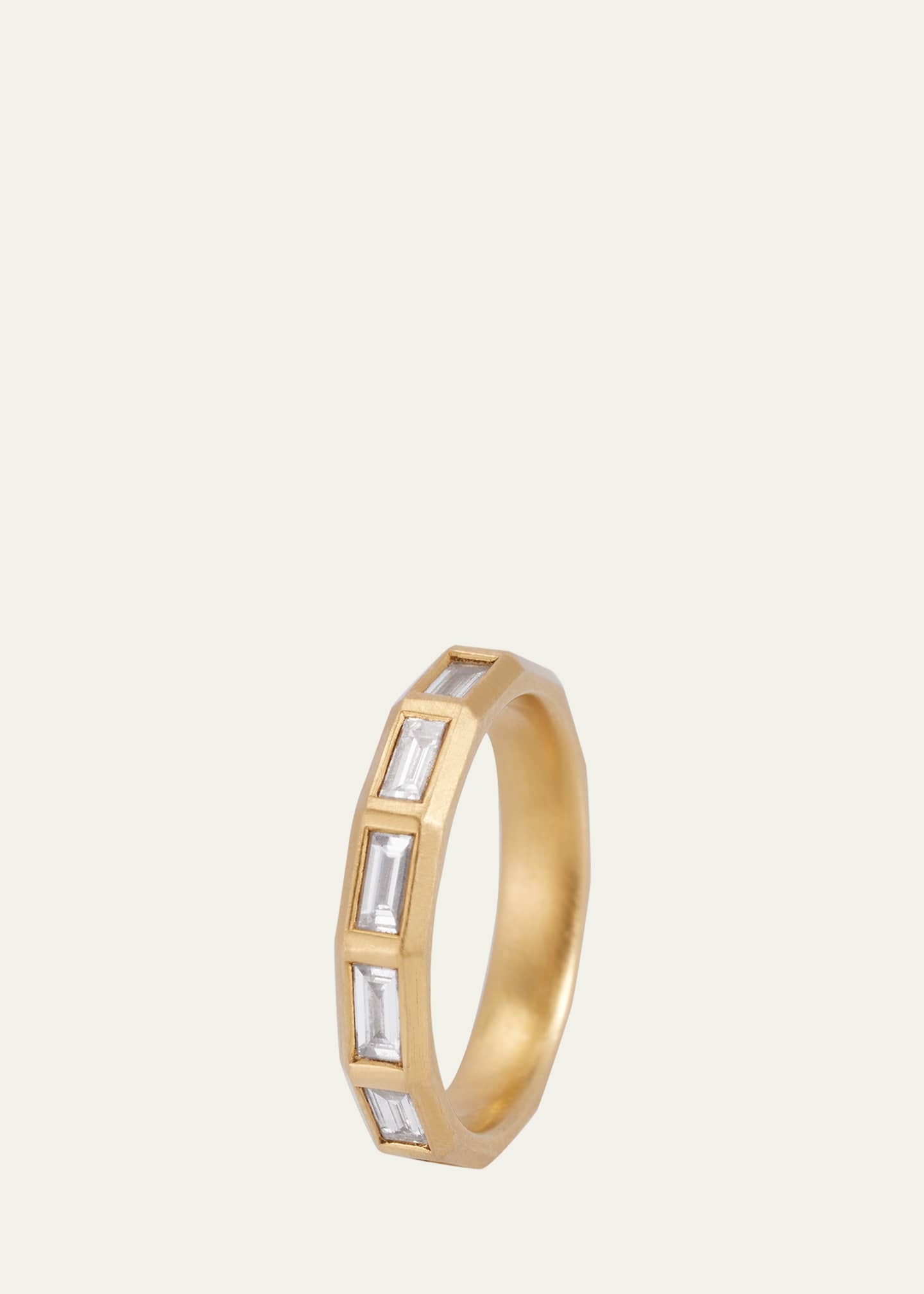 Prounis Jewelry 22K Yellow Gold Twelve-Sided Baguette Diamond Band Ring ...