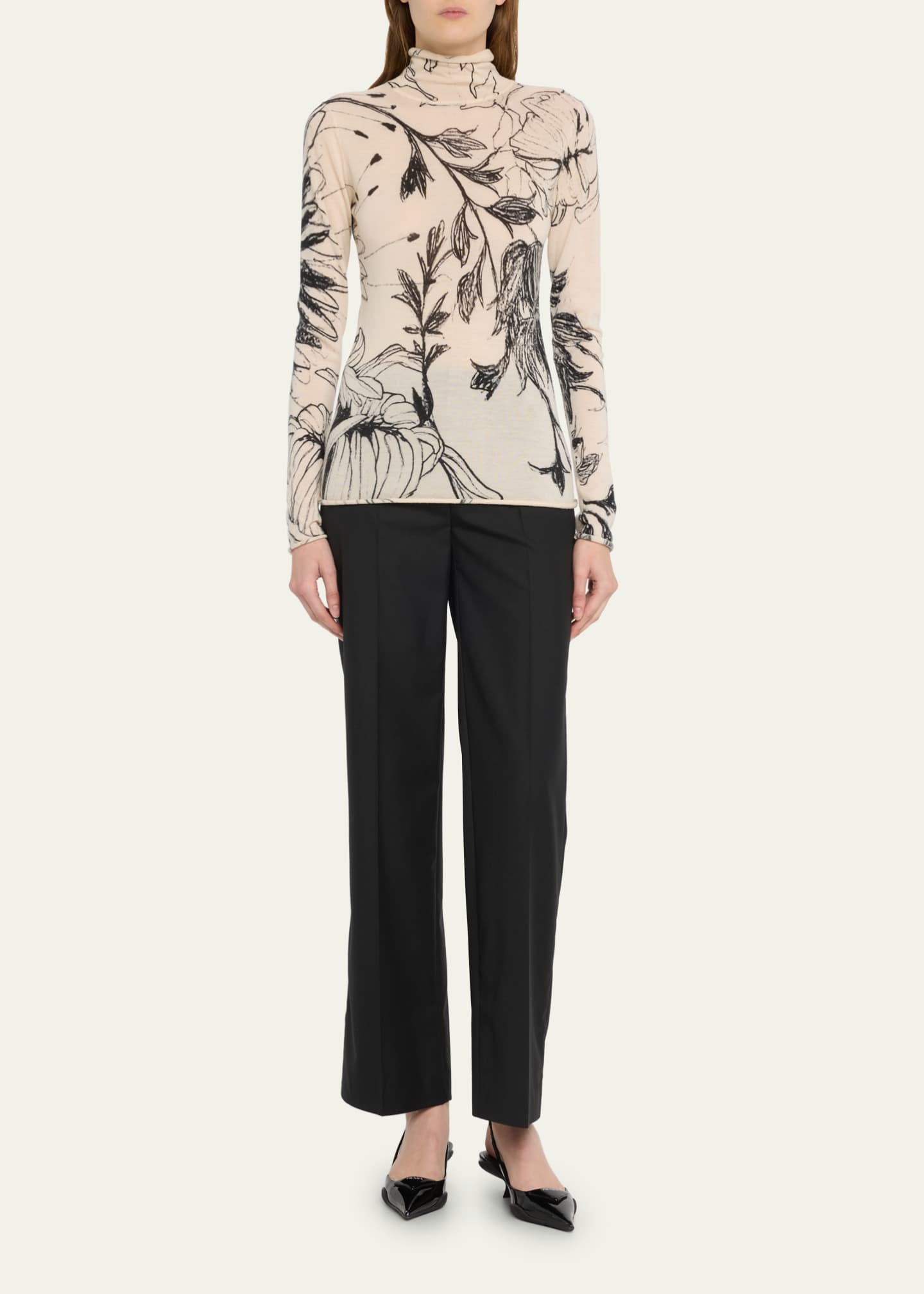 Jason Wu Collection Print Placed Wool Turtleneck Sweater - Bergdorf Goodman