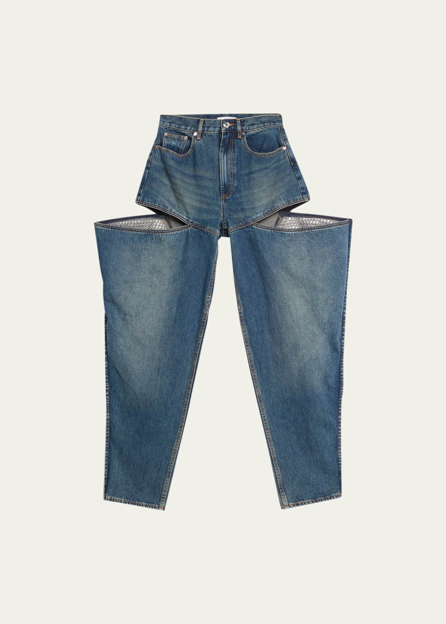 Area Crystal Cutout Slit Jeans Bergdorf Goodman