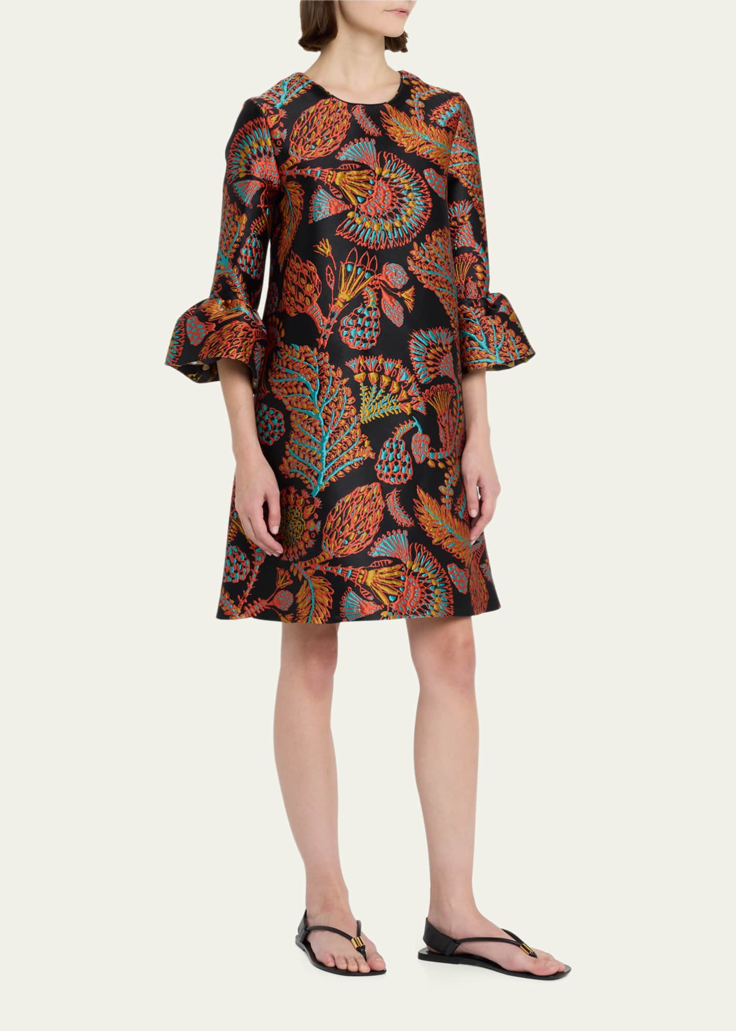 La DoubleJ 24 7 Jacquard Bell-Sleeve Dress - Bergdorf Goodman