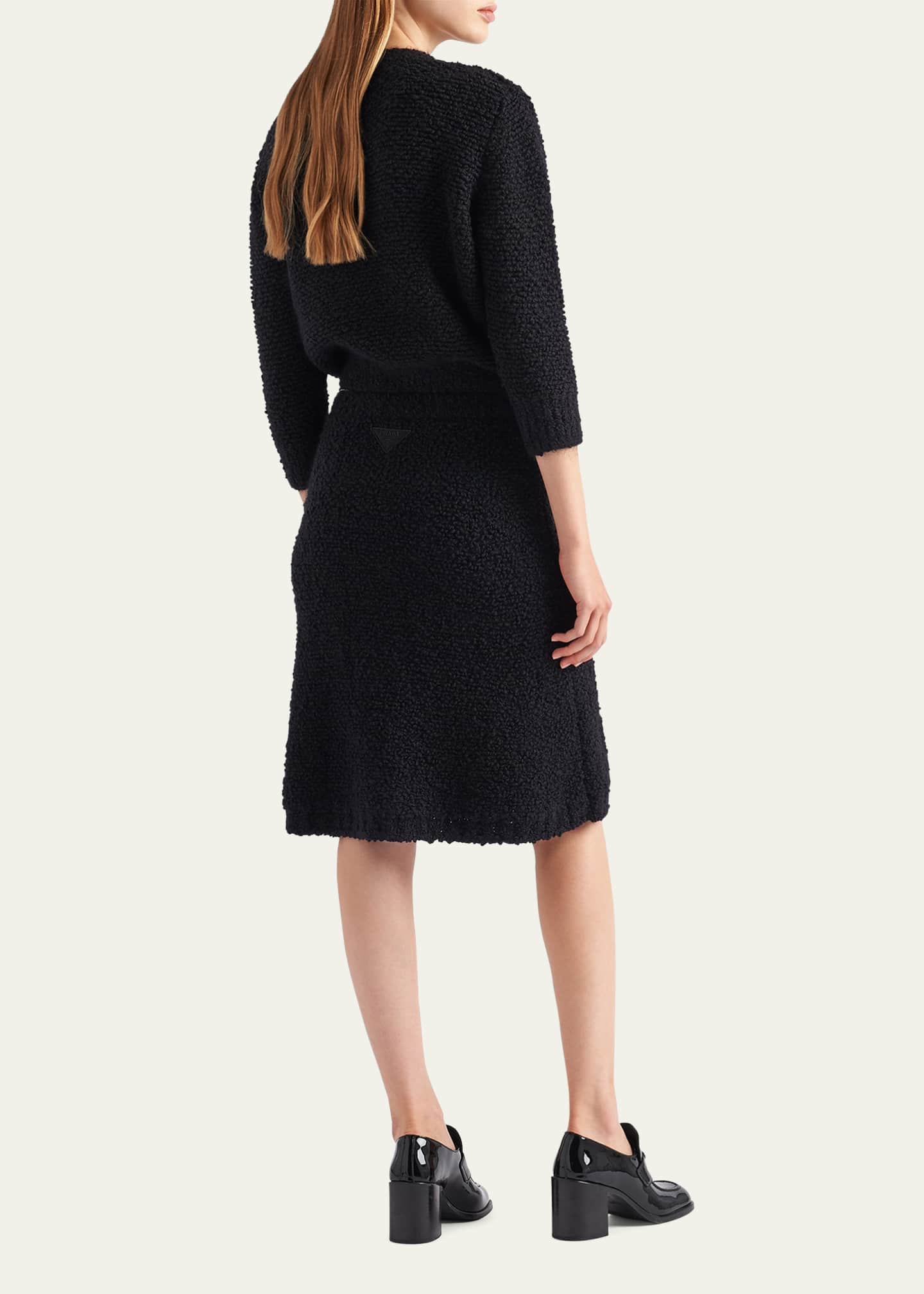 Prada Wool Boucle Knit Sweater with Shoulder Buttons - Bergdorf Goodman
