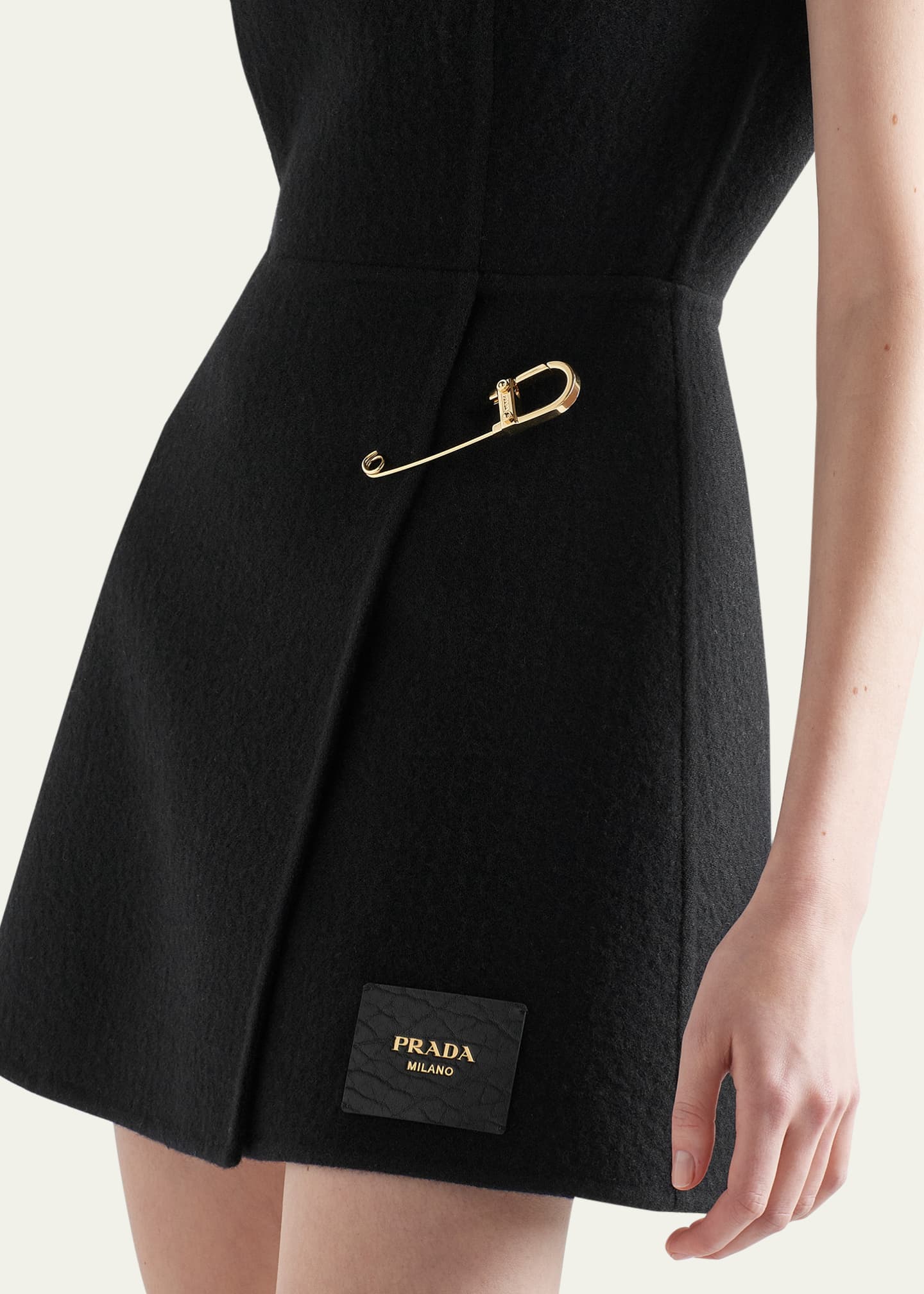 Prada Washed Twill Safety-Pin Mini Dress - Bergdorf Goodman