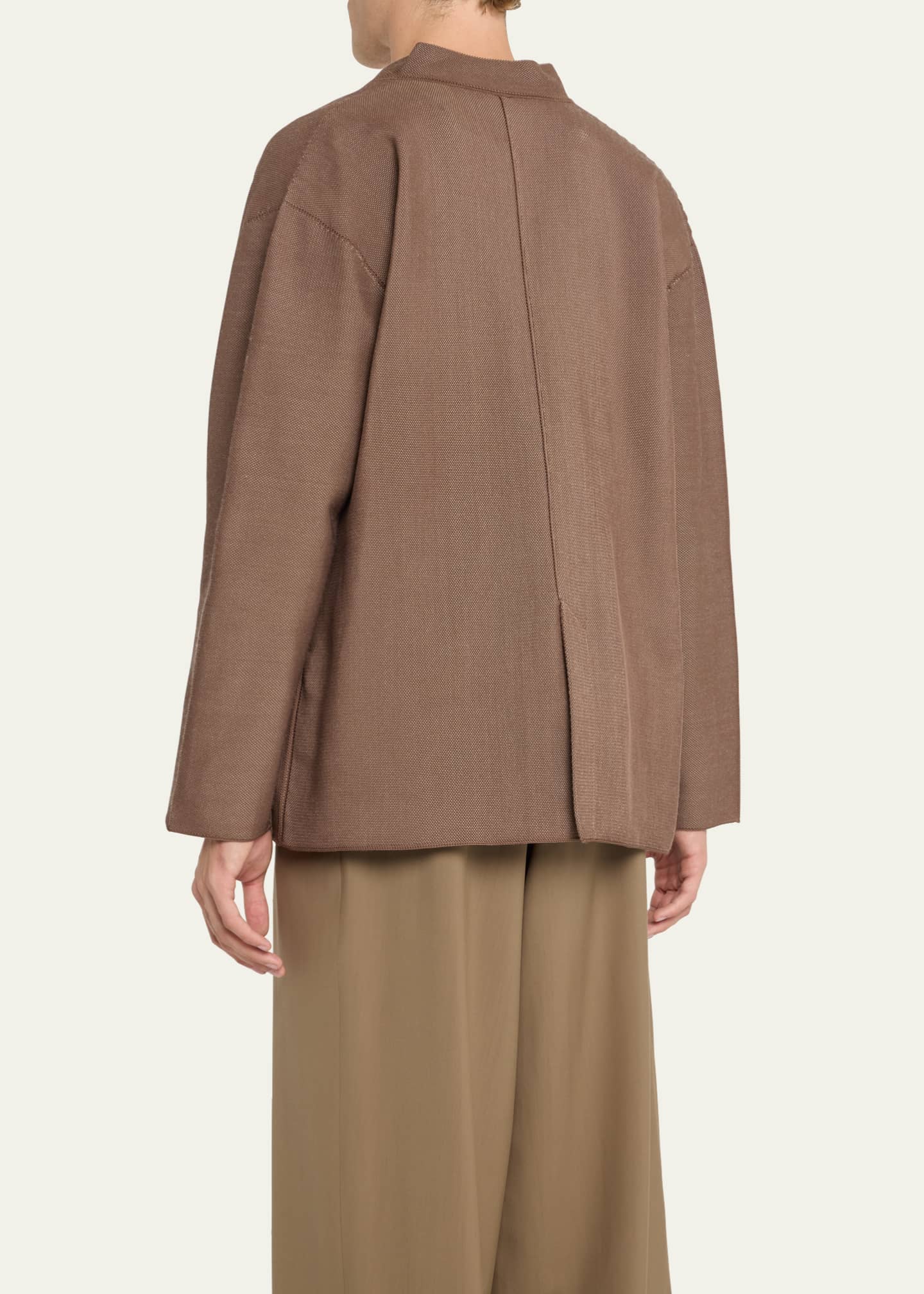 Homme Plisse Issey Miyake Men's Open Canvas Band-Collar Overshirt ...